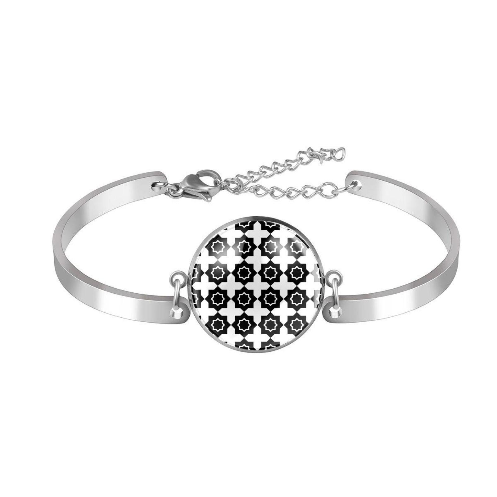OWNMEMORY Black and White Repeating Geometric Square Pattern Adjustable ...