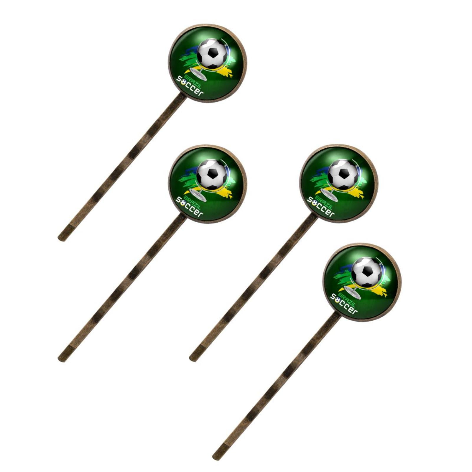 OWNMEMORY Brazil Soccer Pattern Antique Bronze Round Hairpins with ...