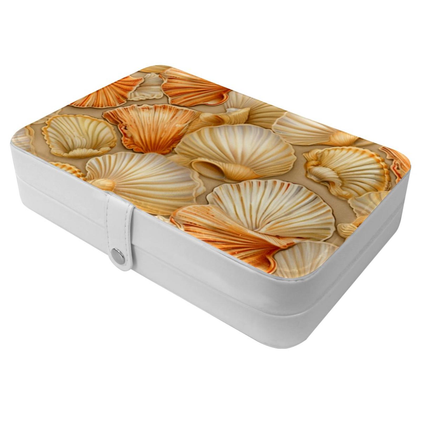 OWNMEMORY Cameo Shell Pattern Portable PU Leather Necklace Organizer ...