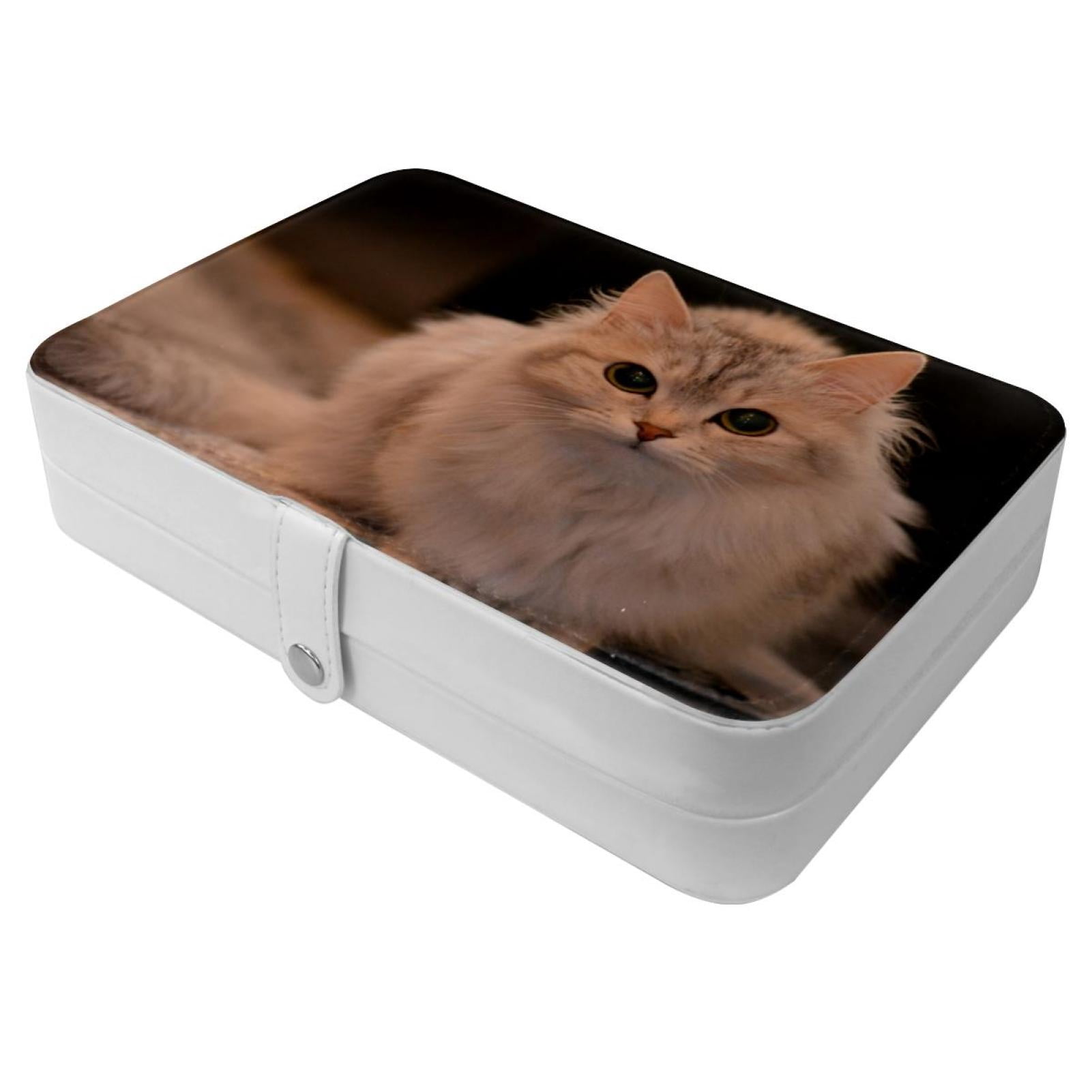 OWNMEMORY Cat Pattern Pattern Portable PU Leather Necklace Organizer ...