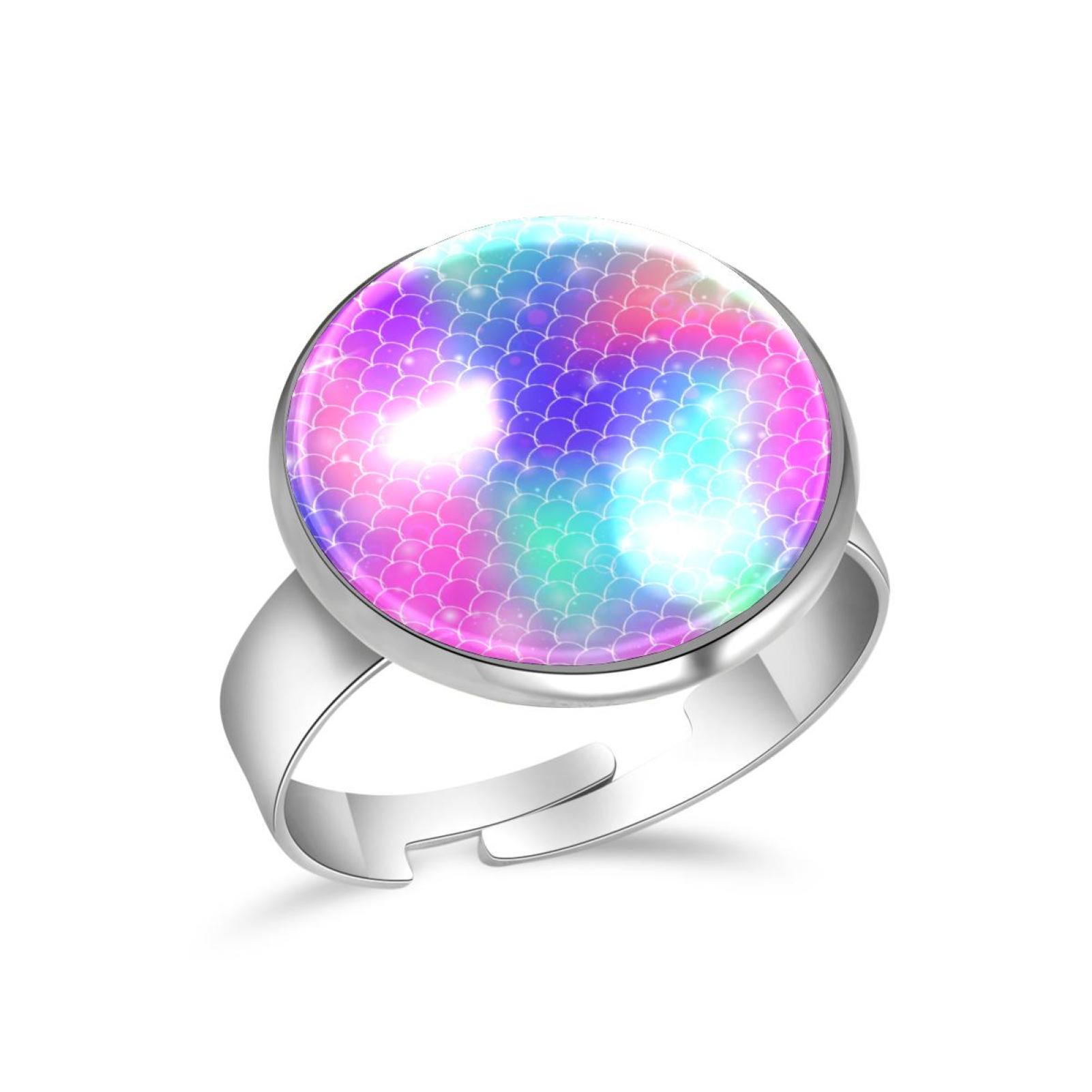 OWNMEMORY Colorful Mermaid Scale Pattern Stainless Steel Adjustable ...