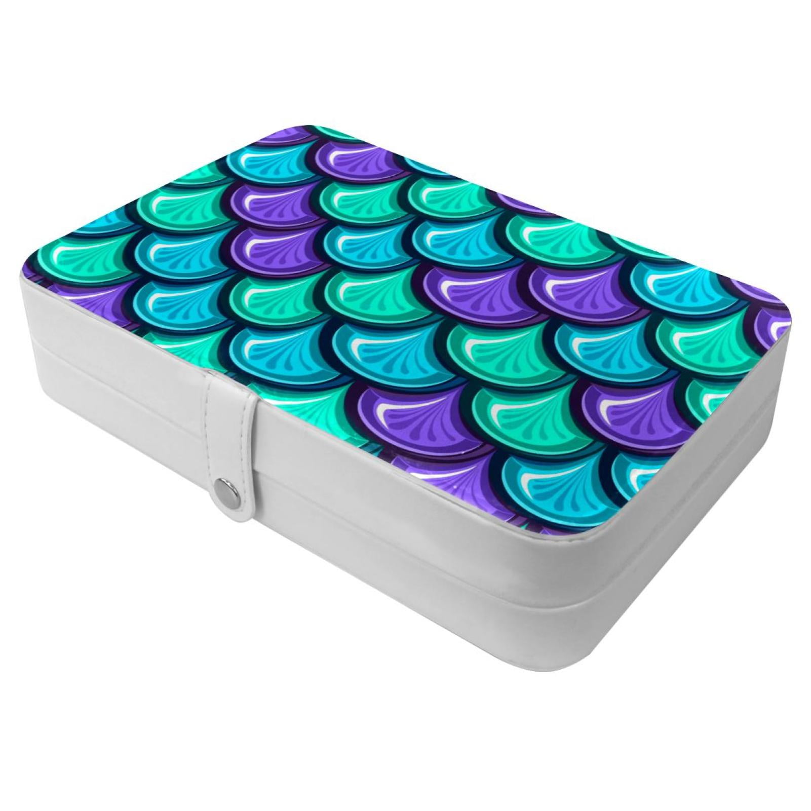 OWNMEMORY Colorful Mermaid Scales Pattern Portable PU Leather Necklace ...