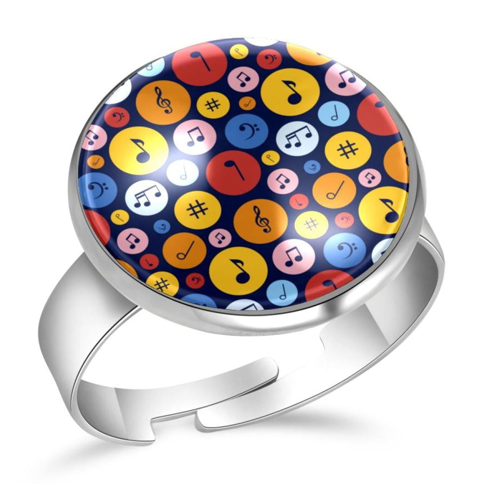 OWNMEMORY Colorful Musical Notes Pattern Stainless Steel Adjustable ...