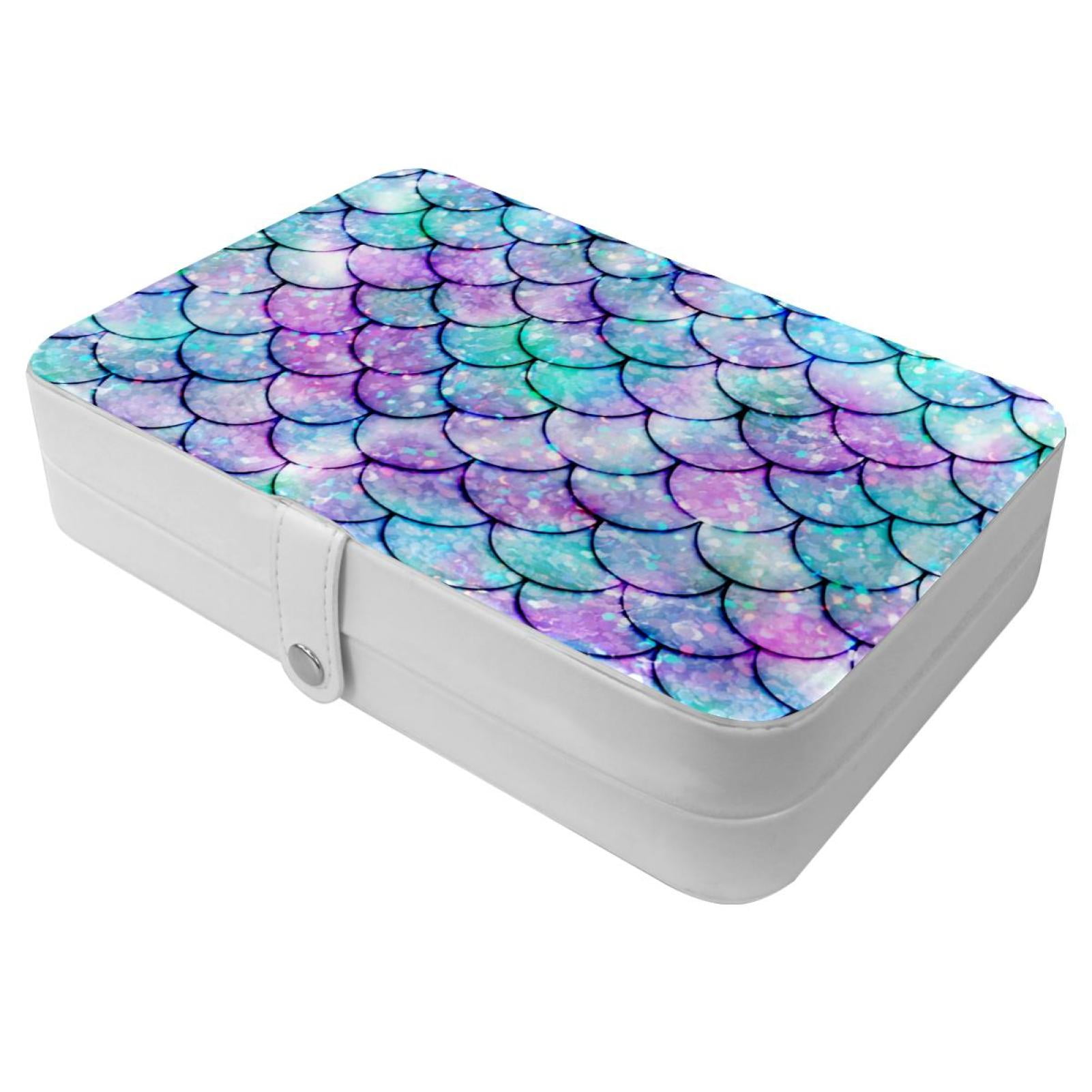 OWNMEMORY Colorful Watercolor Mermaid Scale Pattern Portable PU Leather ...