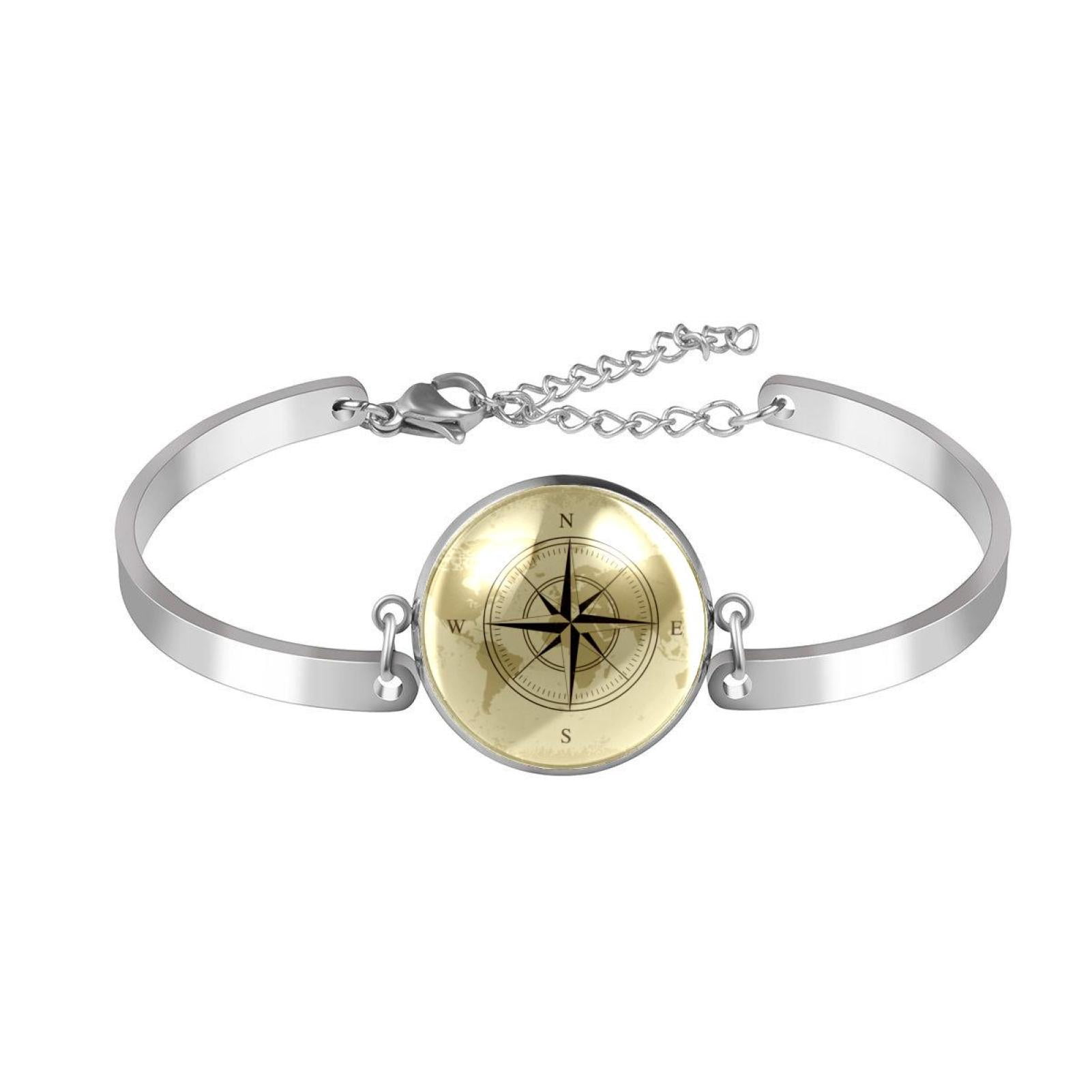 OWNMEMORY Compass Nautical Map Pattern, Pattern Adjustable Stainless ...