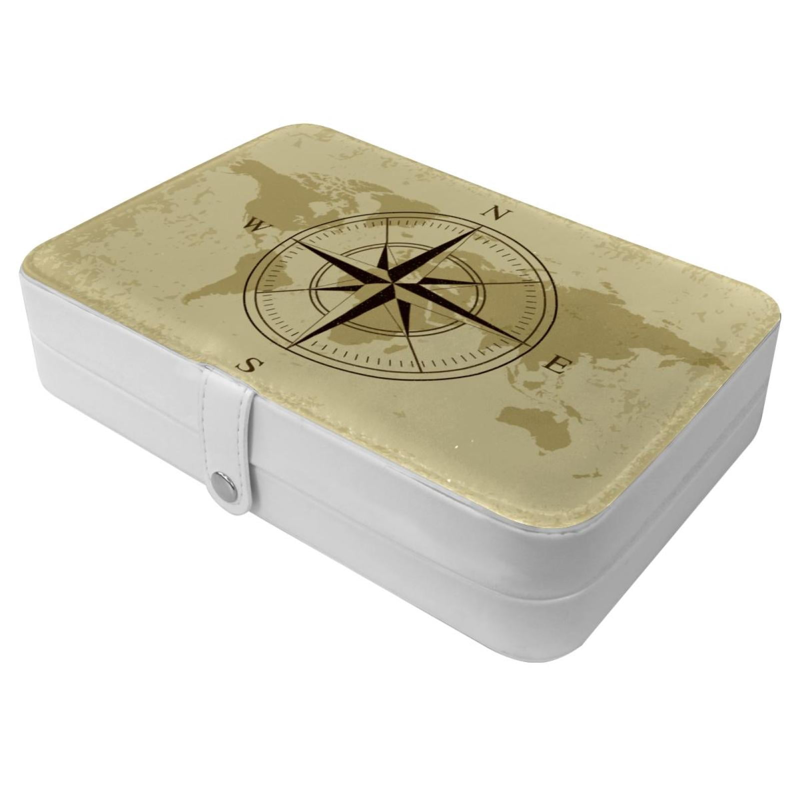 OWNMEMORY Compass Nautical Map Pattern Portable PU Leather Necklace ...