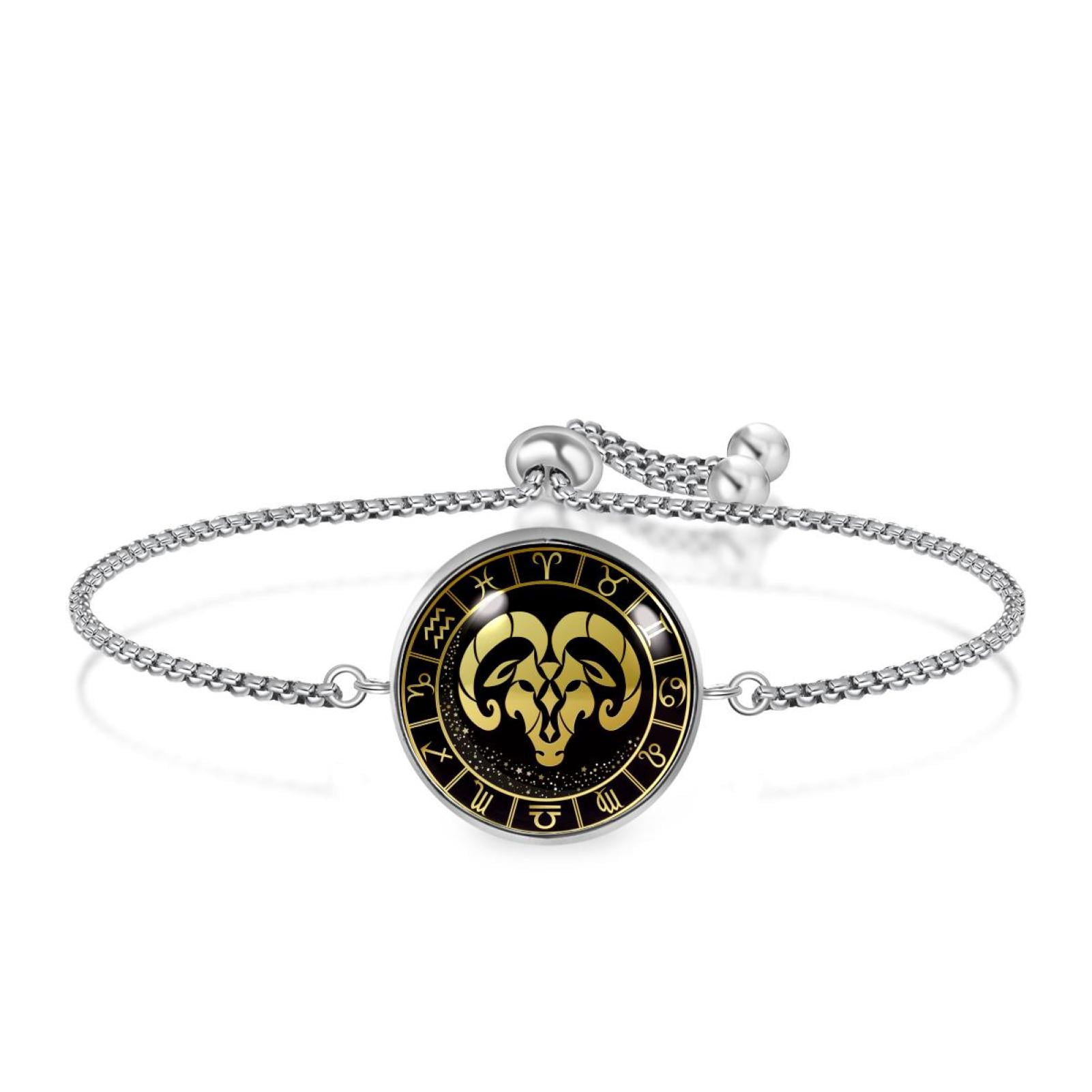 OWNMEMORY Constellation Aries Zodiac Sign Pattern Stainless Steel ...