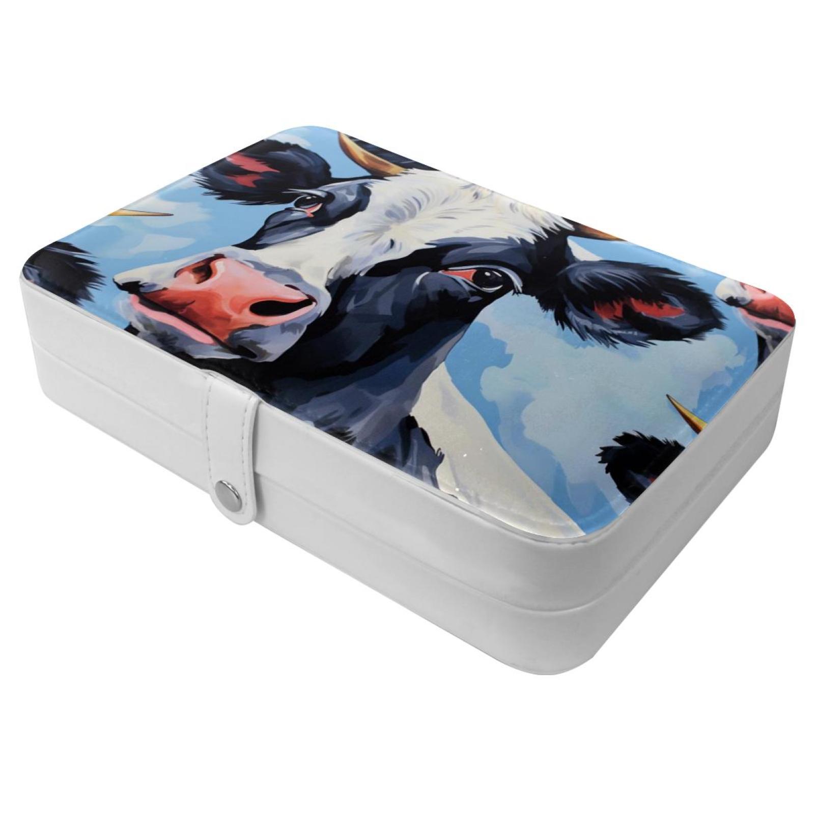 OWNMEMORY Cow Pattern Portable PU Leather Necklace Organizer with ...