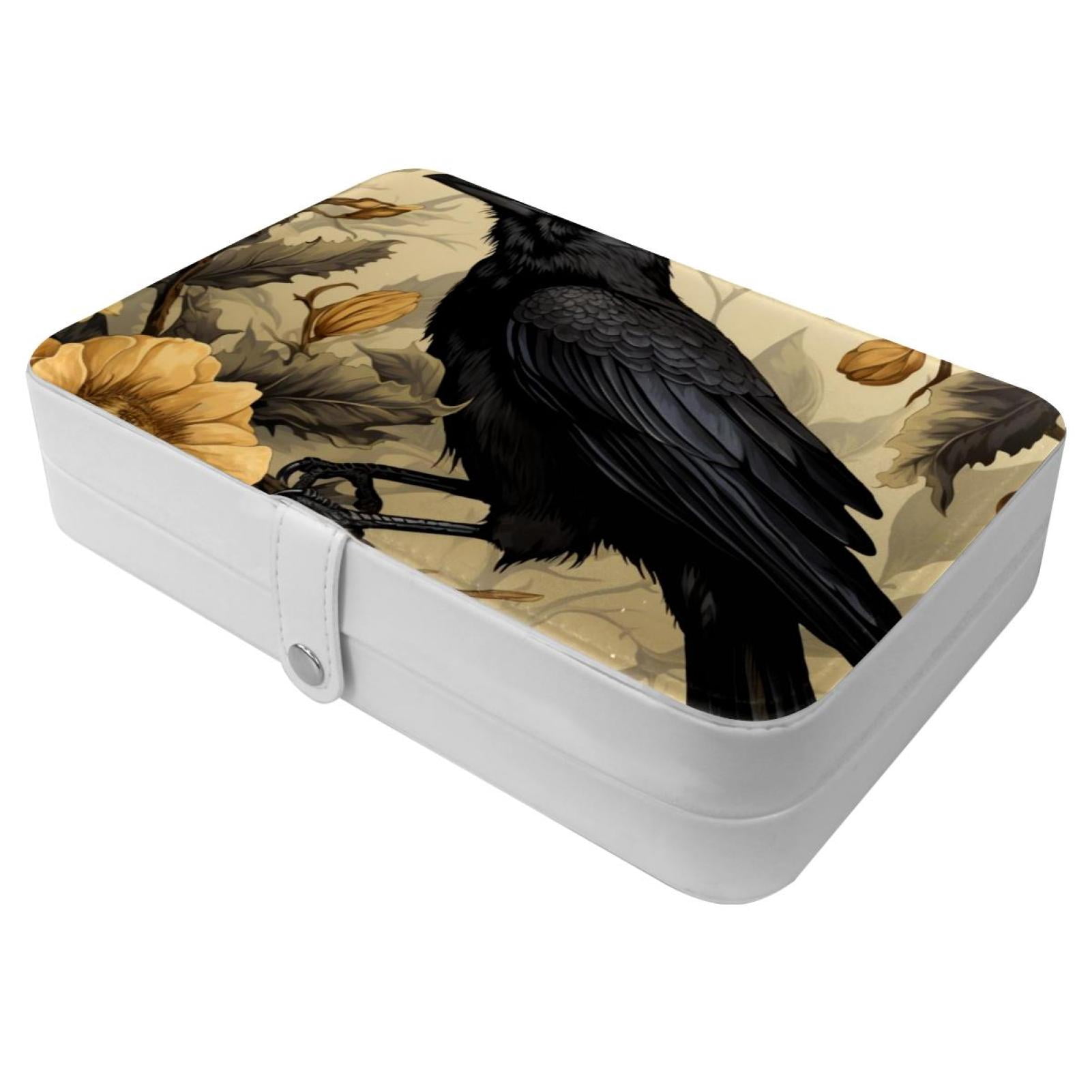 OWNMEMORY Crow Pattern Portable PU Leather Necklace Organizer with ...