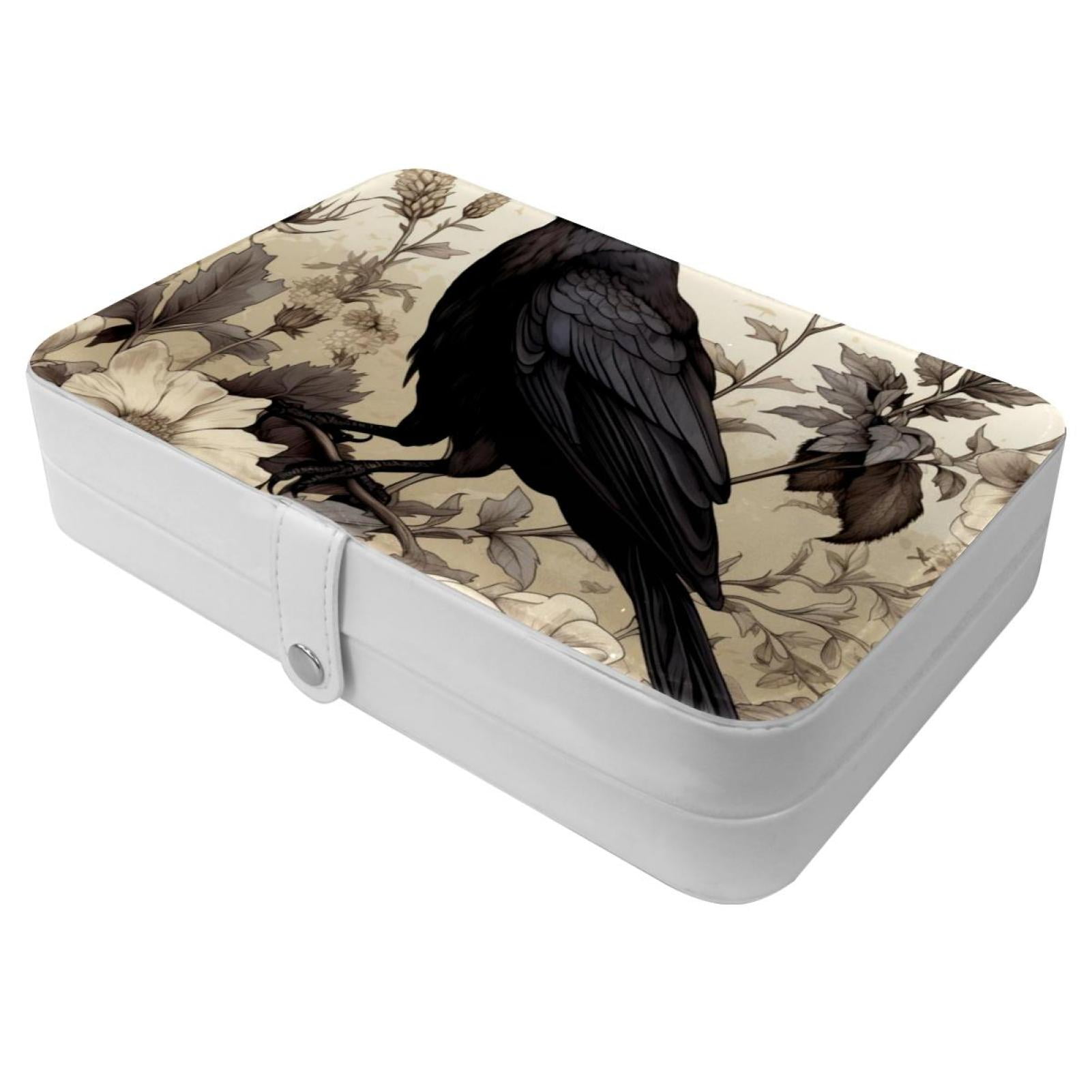 OWNMEMORY Crow Pattern Portable PU Leather Necklace Organizer with ...