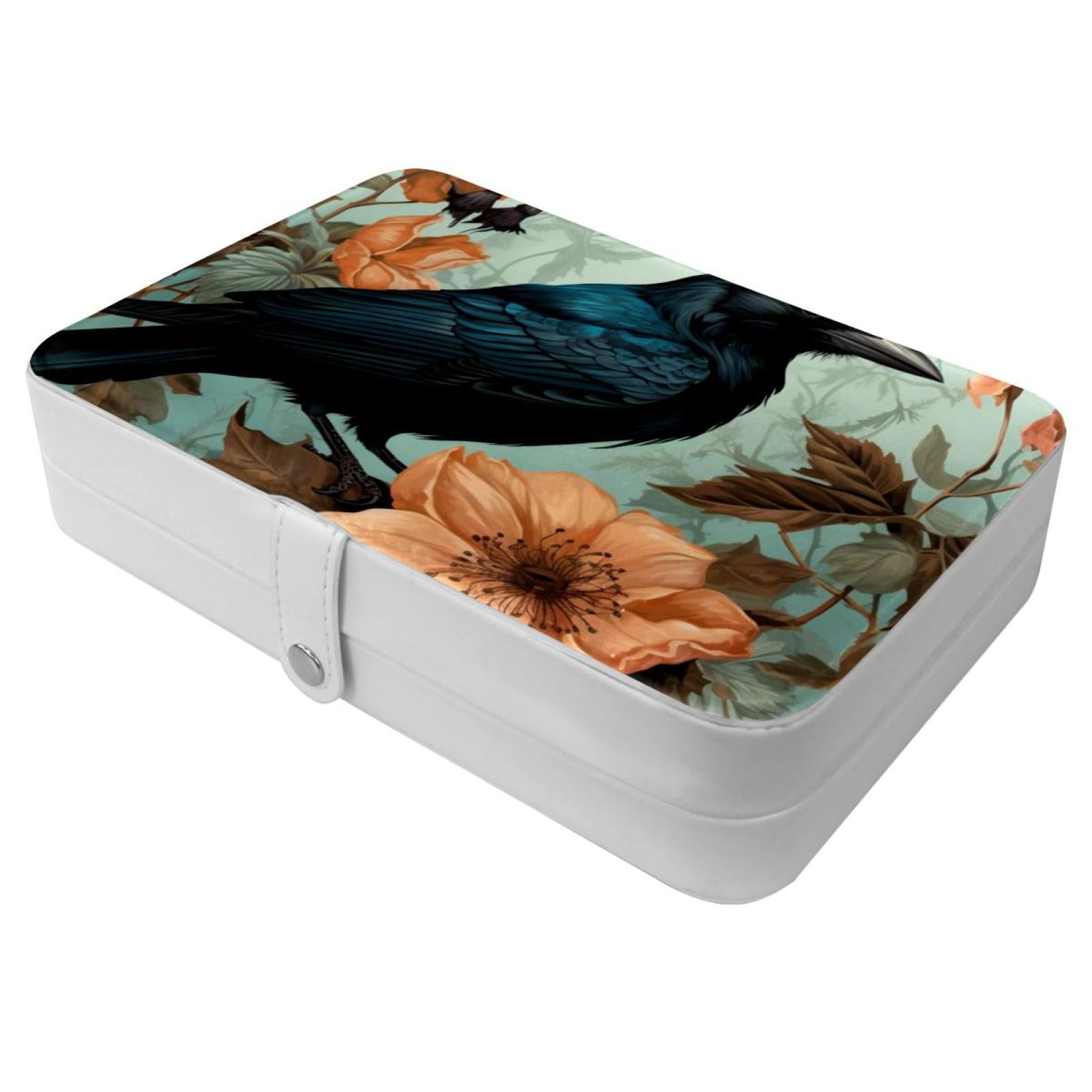 OWNMEMORY Crow Pattern Portable PU Leather Necklace Organizer with ...