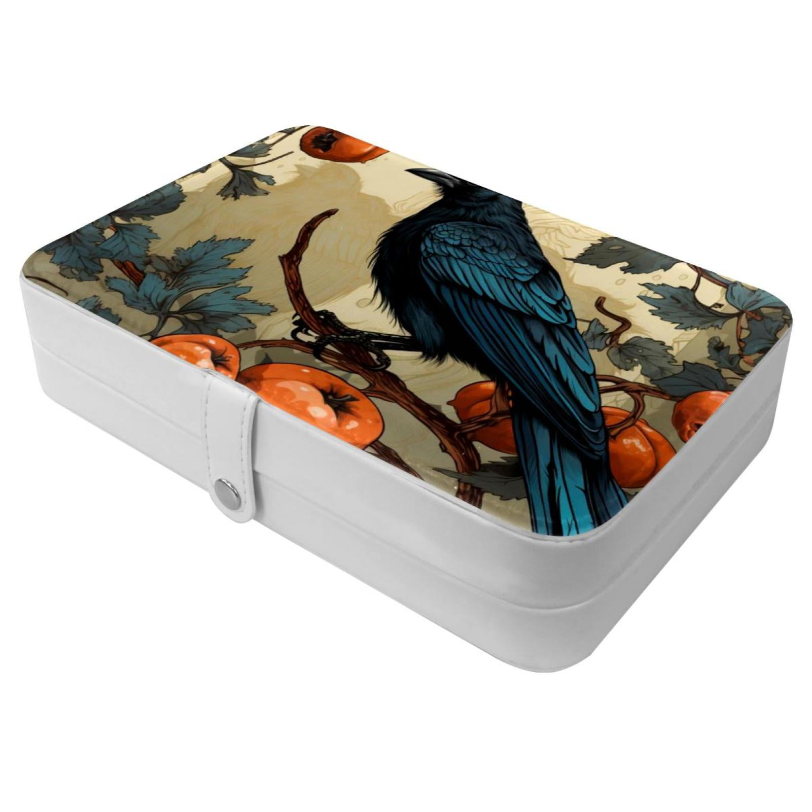 OWNMEMORY Crow Pattern Portable PU Leather Necklace Organizer with ...