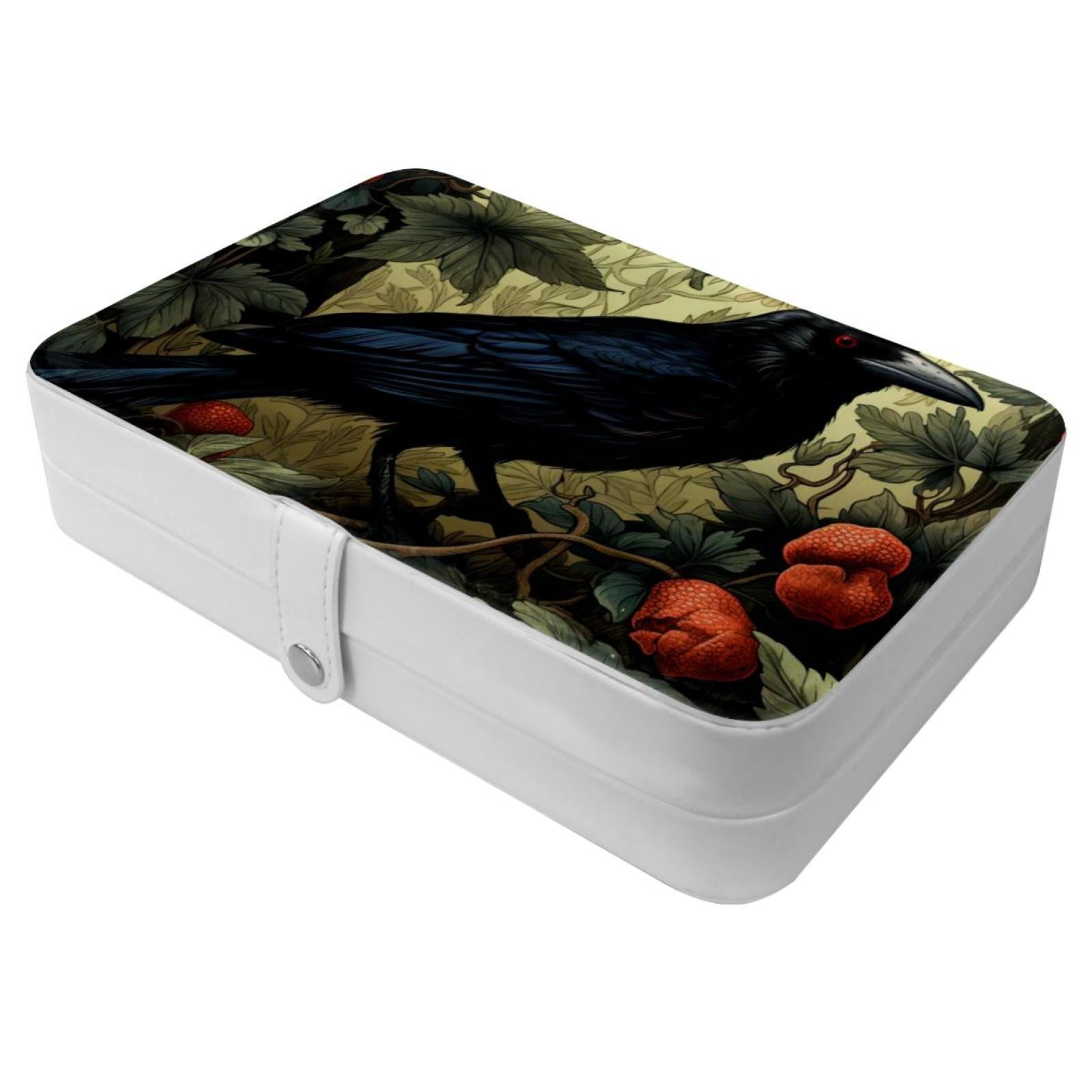 OWNMEMORY Crow Pattern Portable PU Leather Necklace Organizer with ...