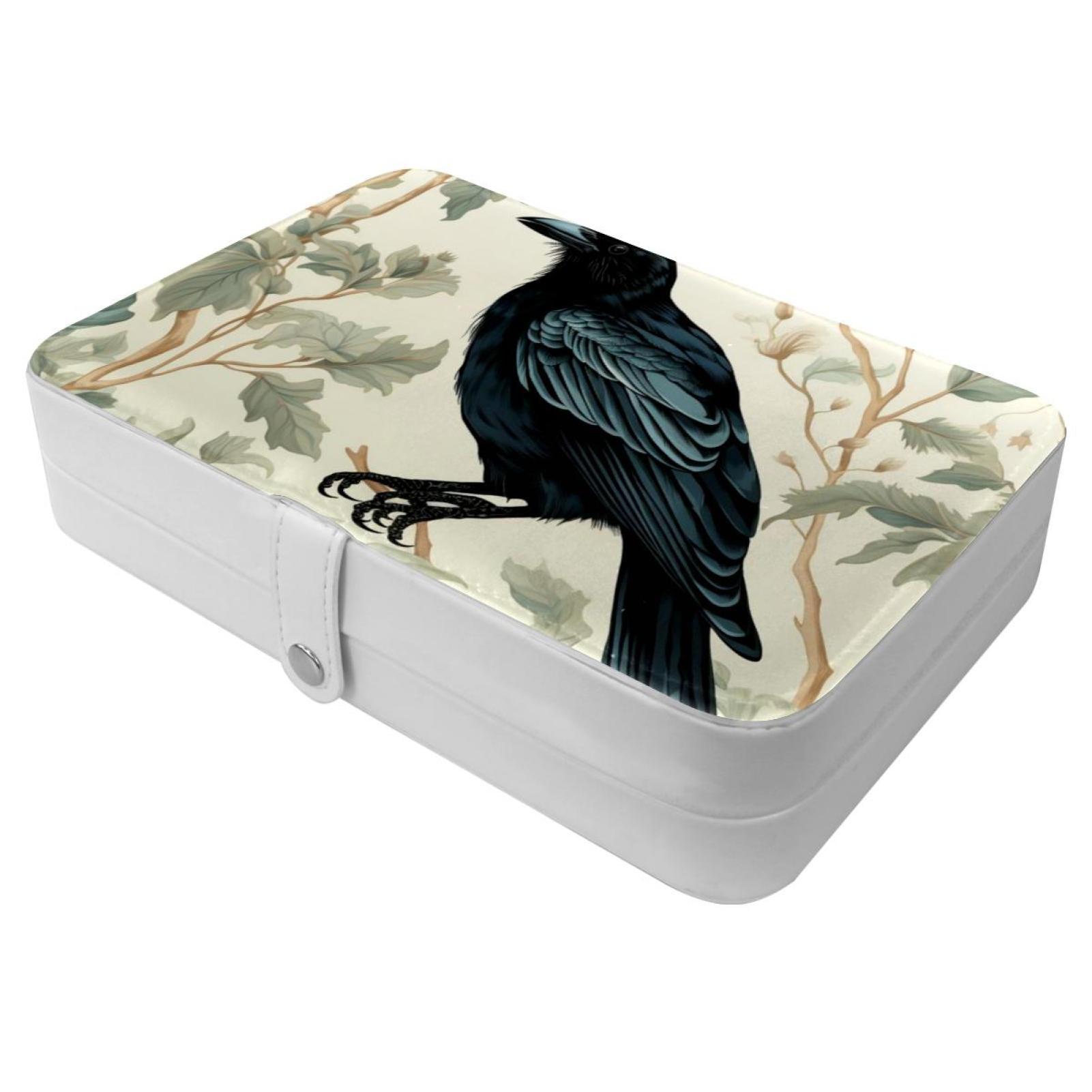 OWNMEMORY Crow Pattern Portable PU Leather Necklace Organizer with ...