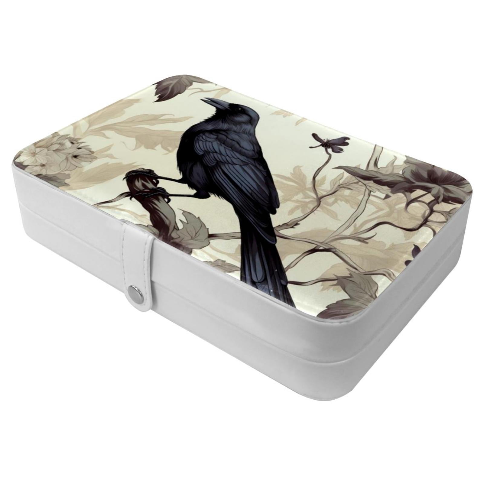OWNMEMORY Crow Pattern Portable PU Leather Necklace Organizer with ...