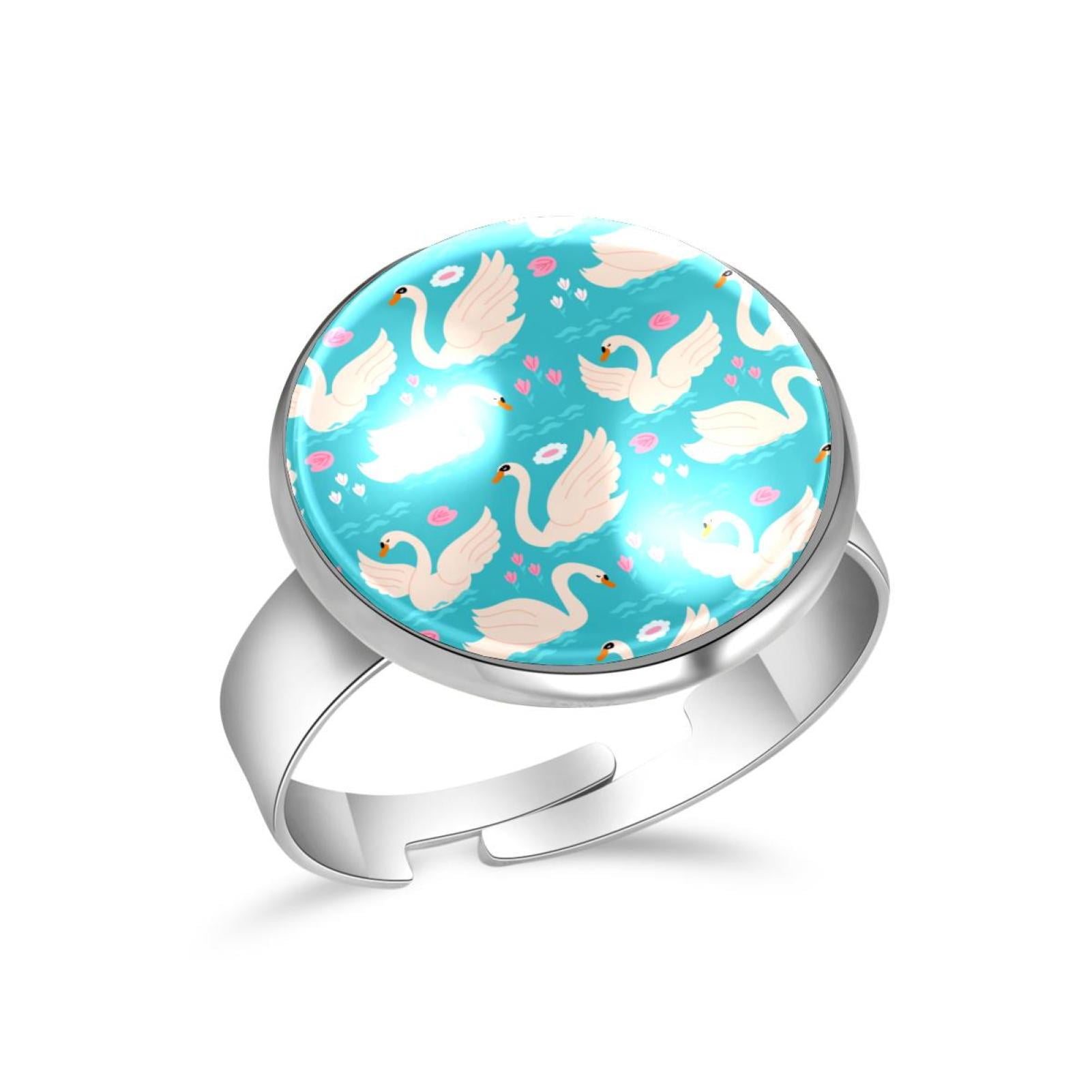 OWNMEMORY Cute Cartoon Elegant Swan Pattern Thumb Ring Jewelry ...