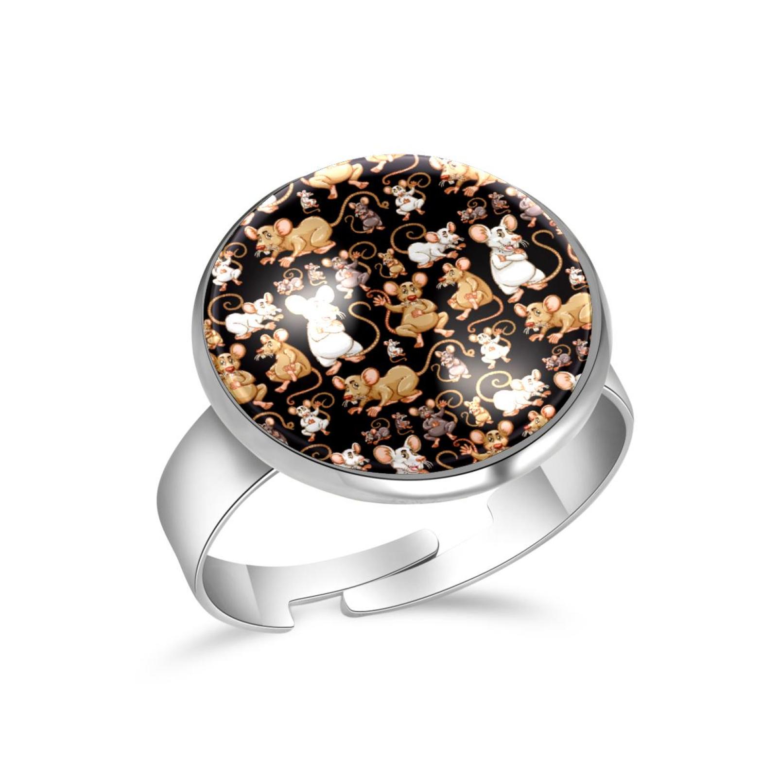 OWNMEMORY Cute Cartoon Mice Rats on Black Background Pattern Stainless ...