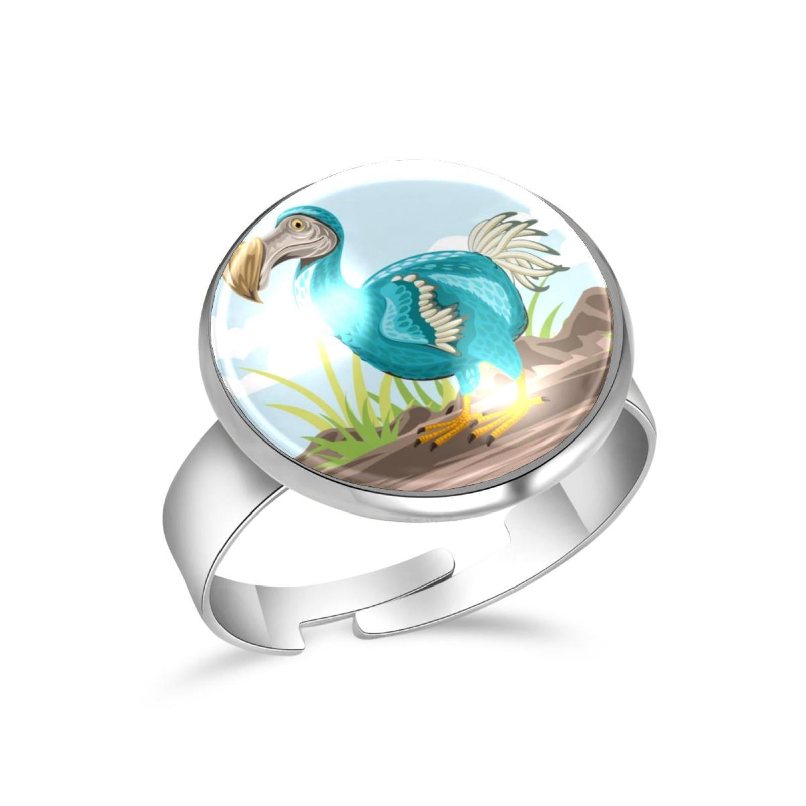 OWNMEMORY Cute Dodo Bird Pattern Stainless Steel Adjustable Statement ...