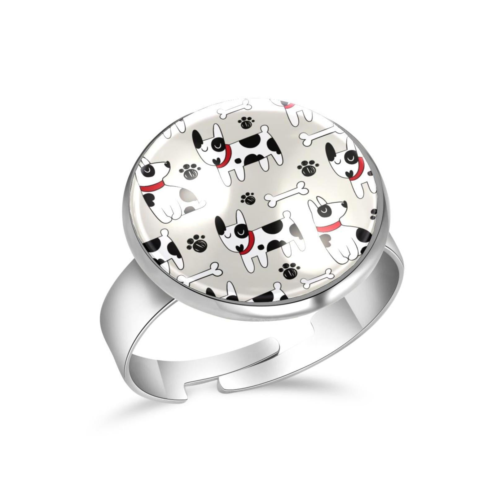 OWNMEMORY Cute Dog Bone Paw Pet Pattern Stainless Steel Adjustable ...