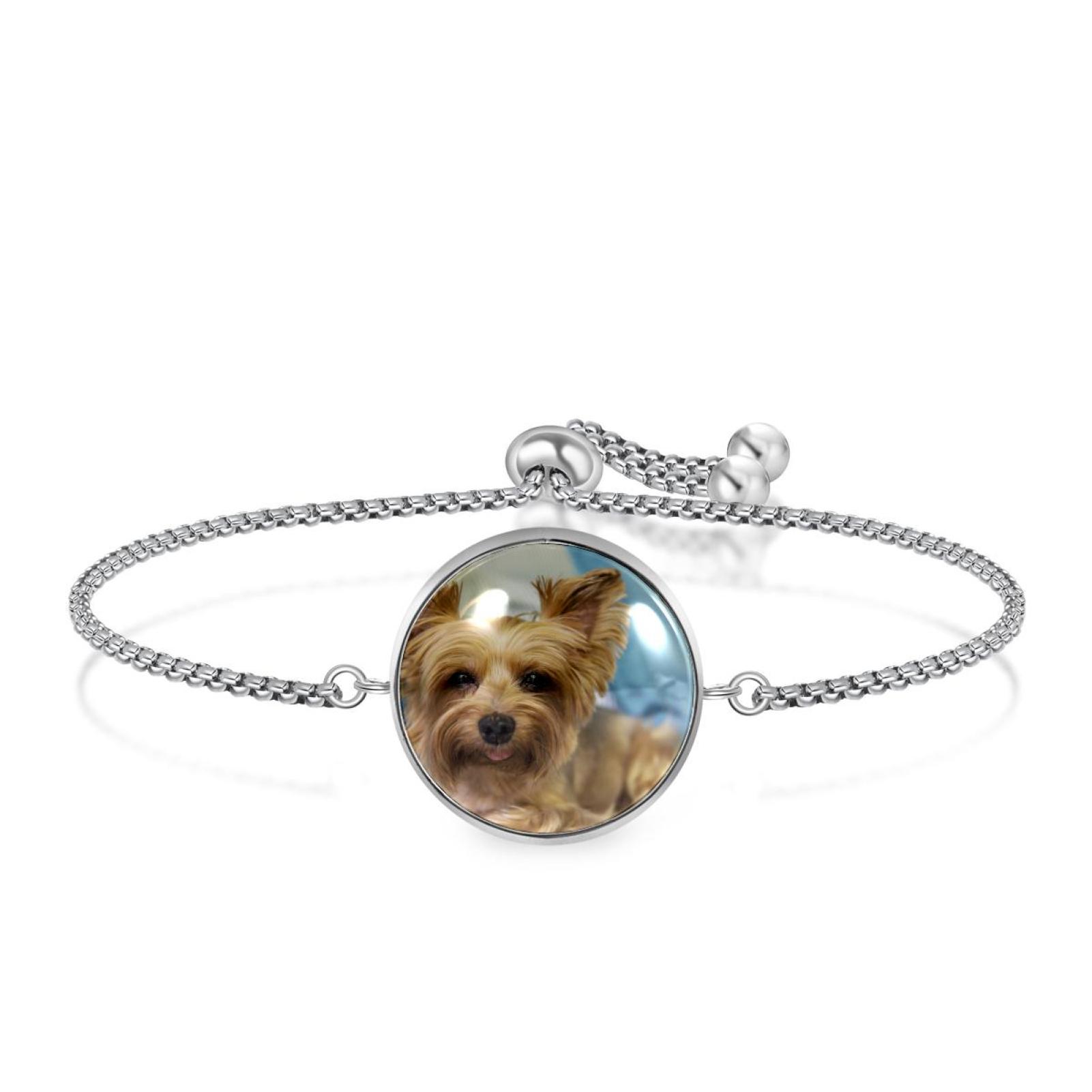 OWNMEMORY Cute Small Dog Pattern Adjustable Stainless Steel Bracelets ...