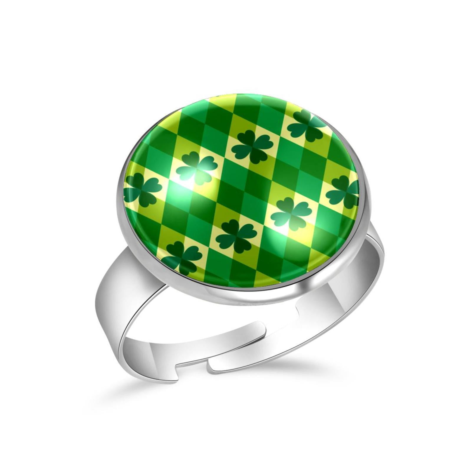 OWNMEMORY Dark Green Four Leaf Clover Pattern Stainless Steel ...