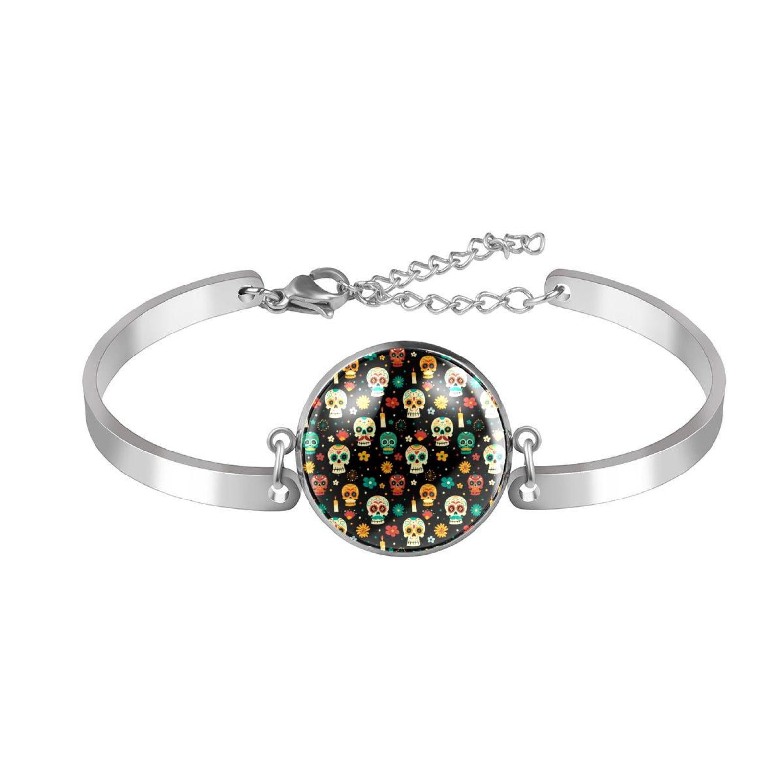 OWNMEMORY Day of the Dead Print Pattern Adjustable Stainless Steel ...