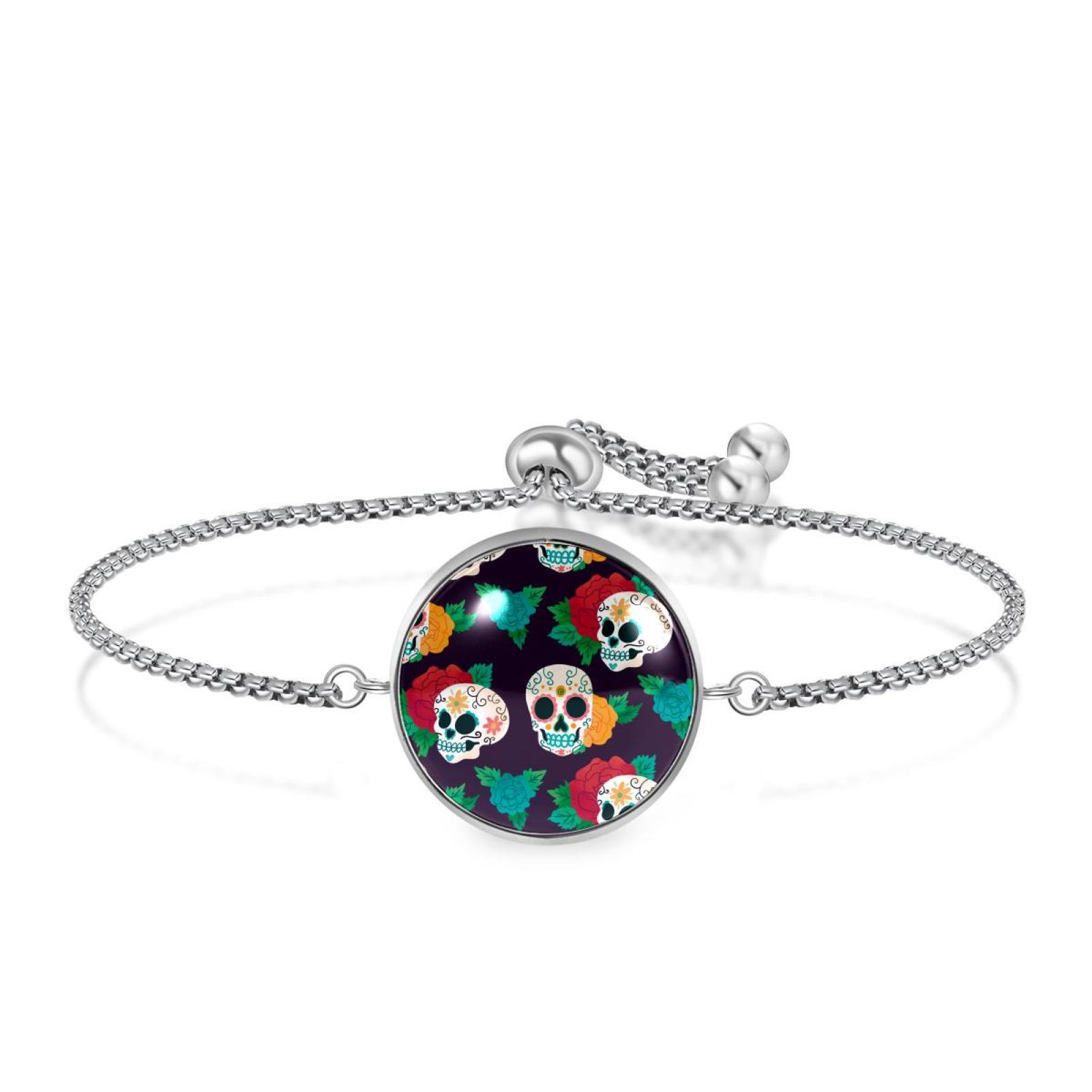 OWNMEMORY Dead with Sugar Skull and Flowers Pattern Adjustable ...