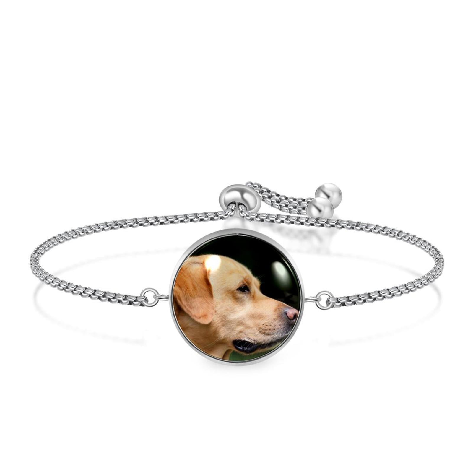 OWNMEMORY Dog Pattern Stainless Steel Pattern Adjustable Bracelet with ...