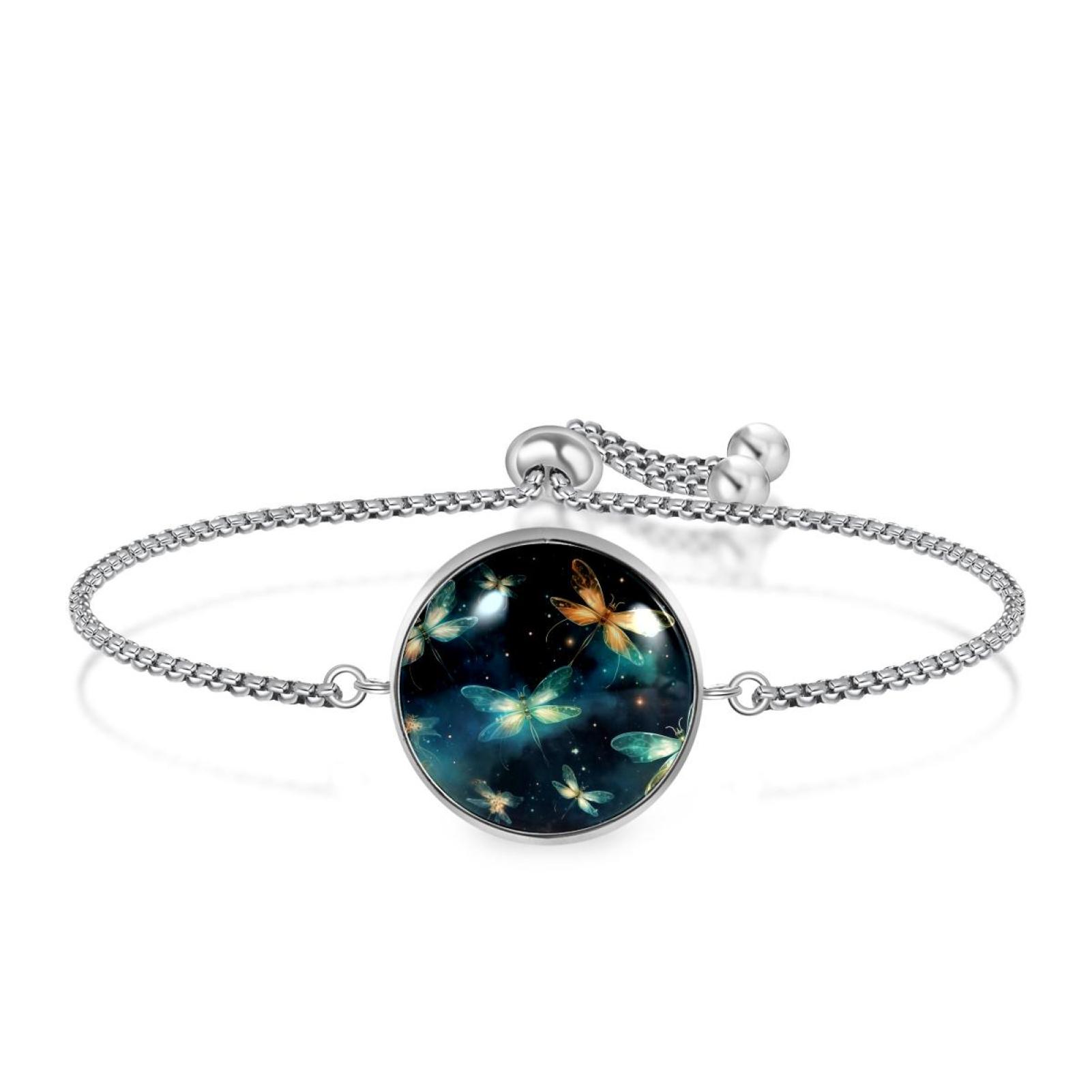 OWNMEMORY Firefly Pattern Premium Stainless Steel Adjustable Bracelet ...
