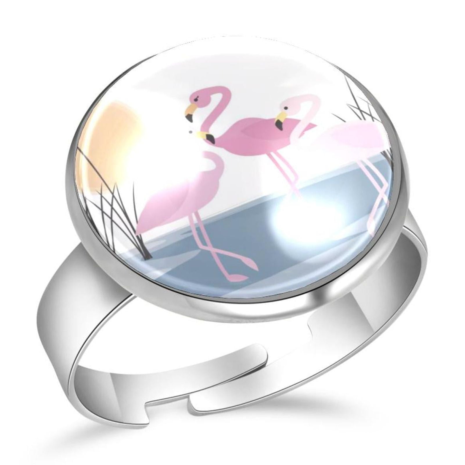 OWNMEMORY Flamingo Scene Pattern Stainless Steel Adjustable Stacking ...