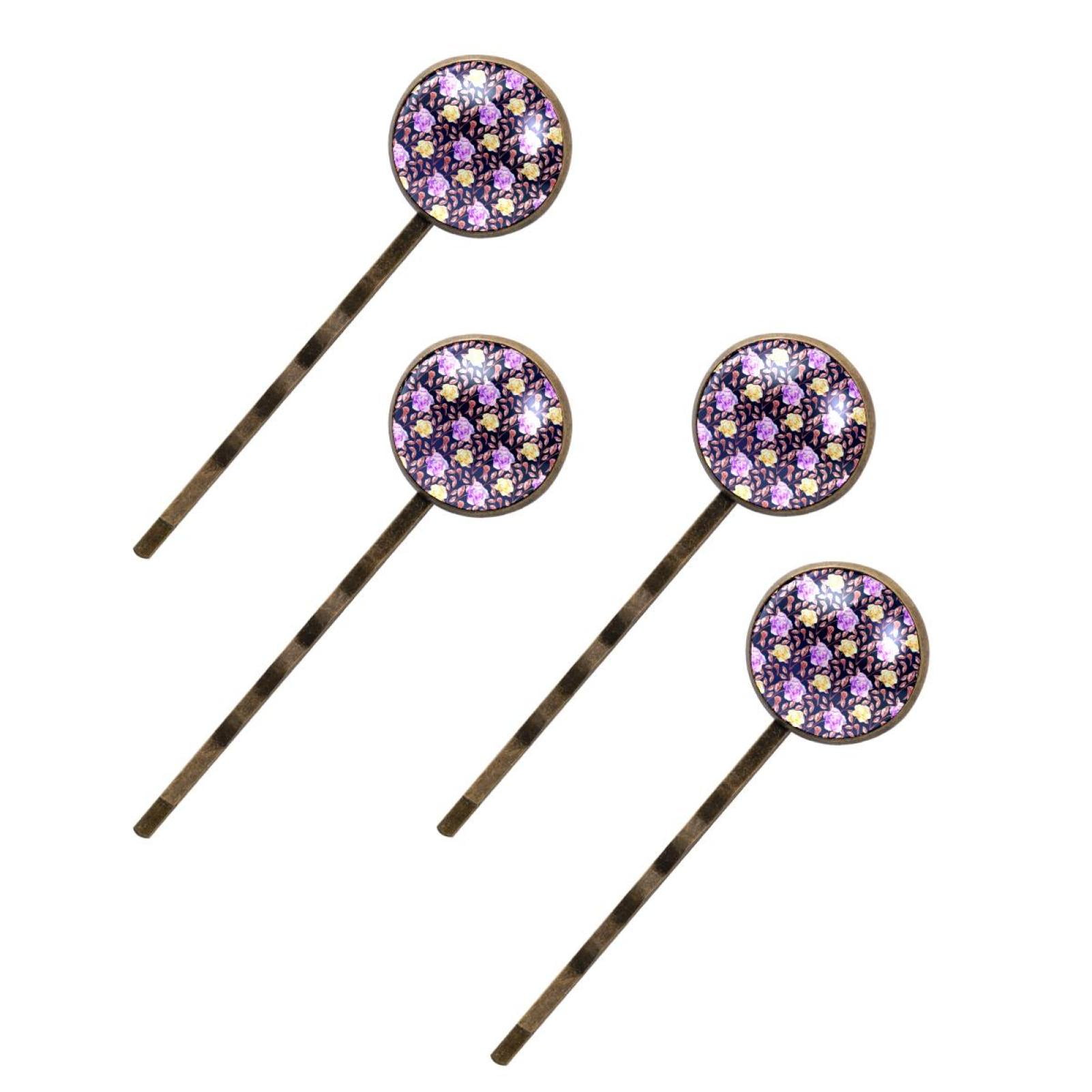 OWNMEMORY Flowers Floral Pattern Antique Bronze Round Hairpins with ...