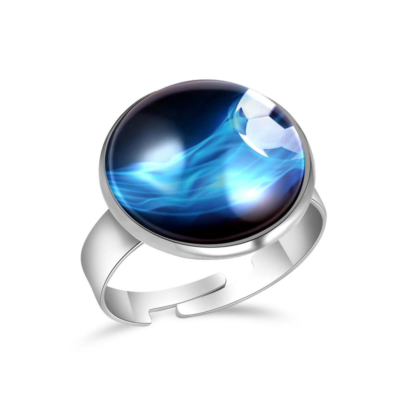 OWNMEMORY Flying Football Blue Flame Pattern Thumb Ring Jewelry ...