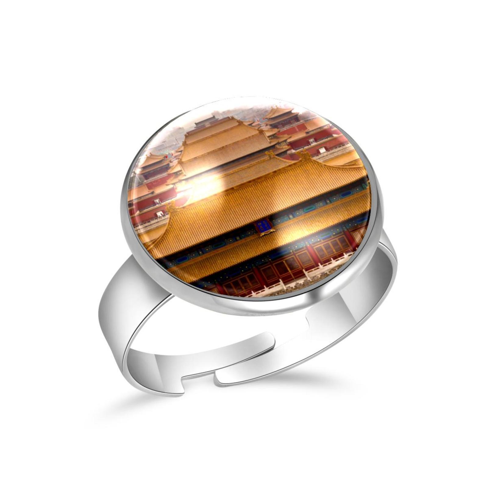 OWNMEMORY Forbidden City Beijing Pattern Stainless Steel Adjustable ...