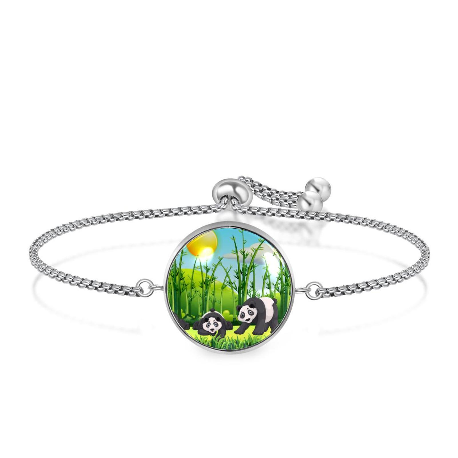 OWNMEMORY Four Pandas in the Green Bamboo Field Pattern Stainless Steel ...