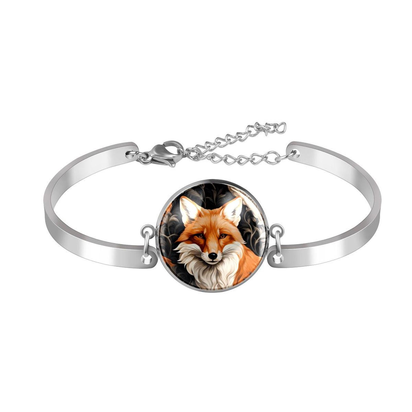 OWNMEMORY Fox Pattern Adjustable Stainless Steel Bracelets with Unique ...