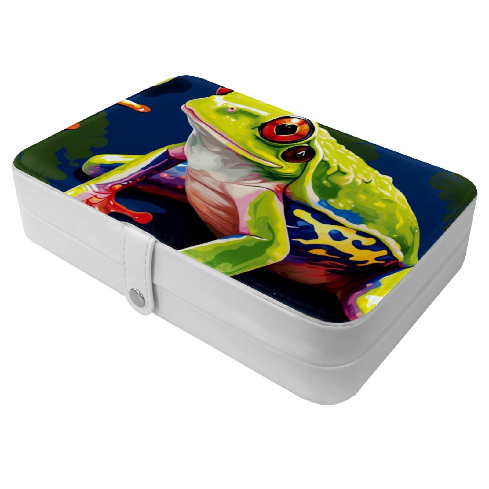 OWNMEMORY Frog Pattern Portable PU Leather Necklace Organizer with ...