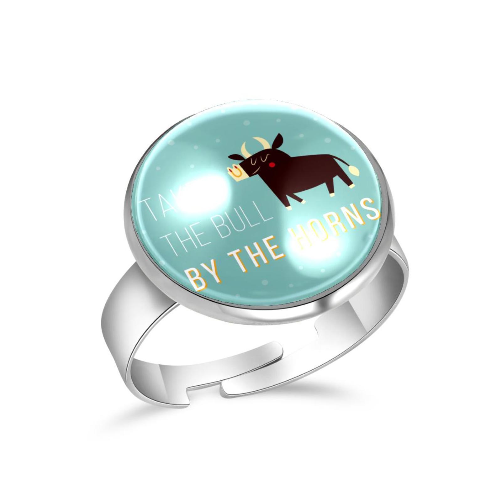 OWNMEMORY Funny Take the Bull by the Horns Pattern Stainless Steel ...