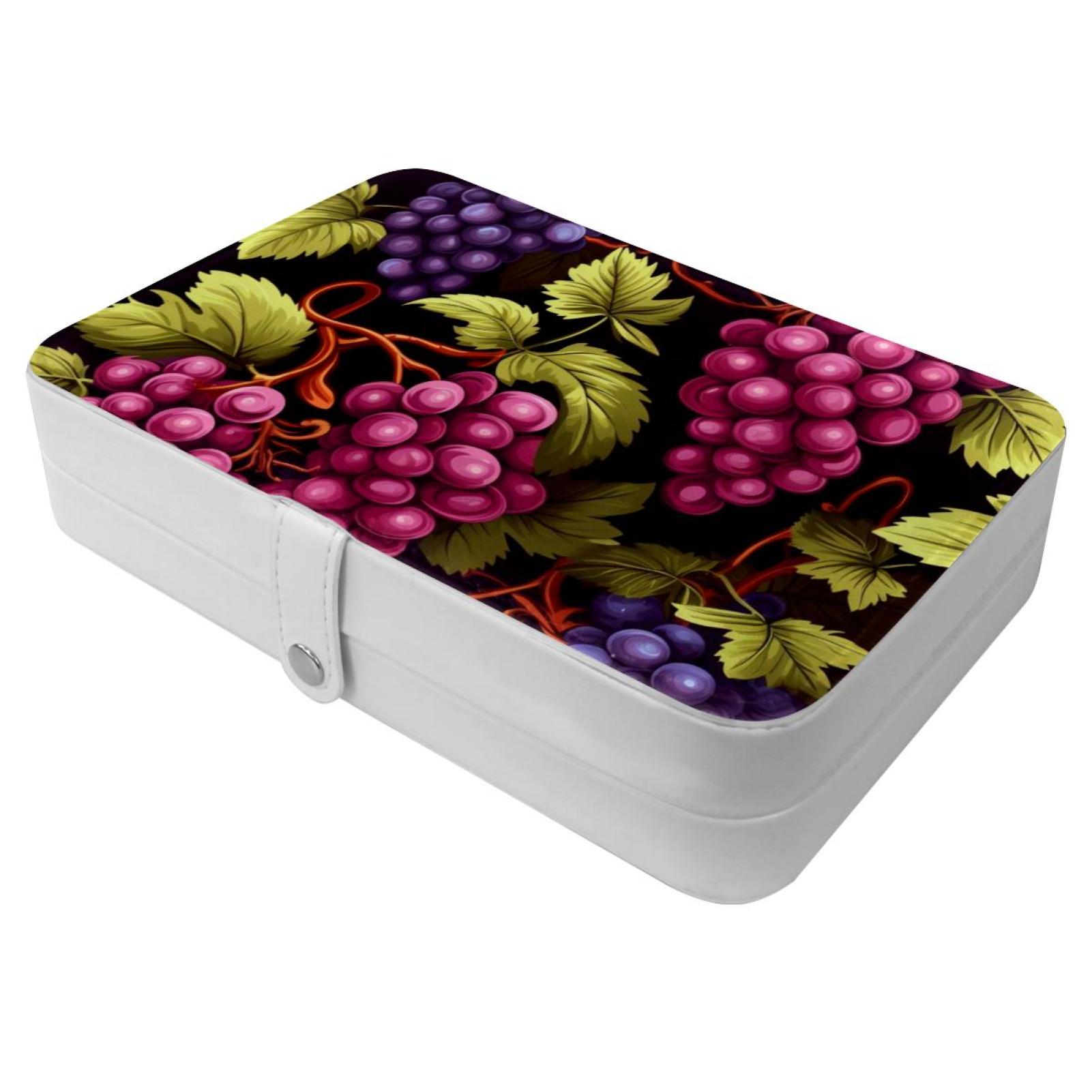 OWNMEMORY Grape Pattern Portable PU Leather Necklace Organizer with ...