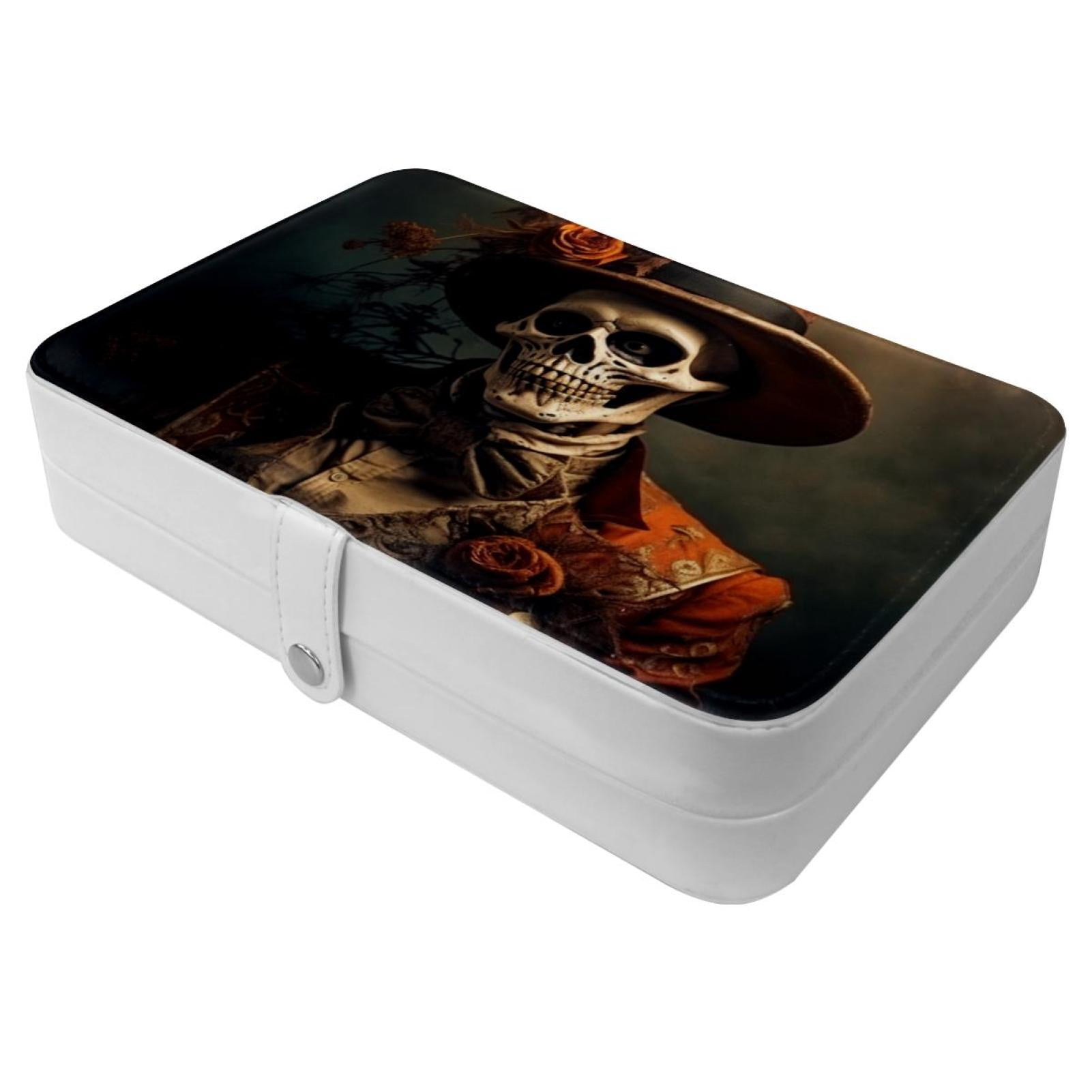 OWNMEMORY Halloween Skeleton Pattern Portable PU Leather Necklace ...