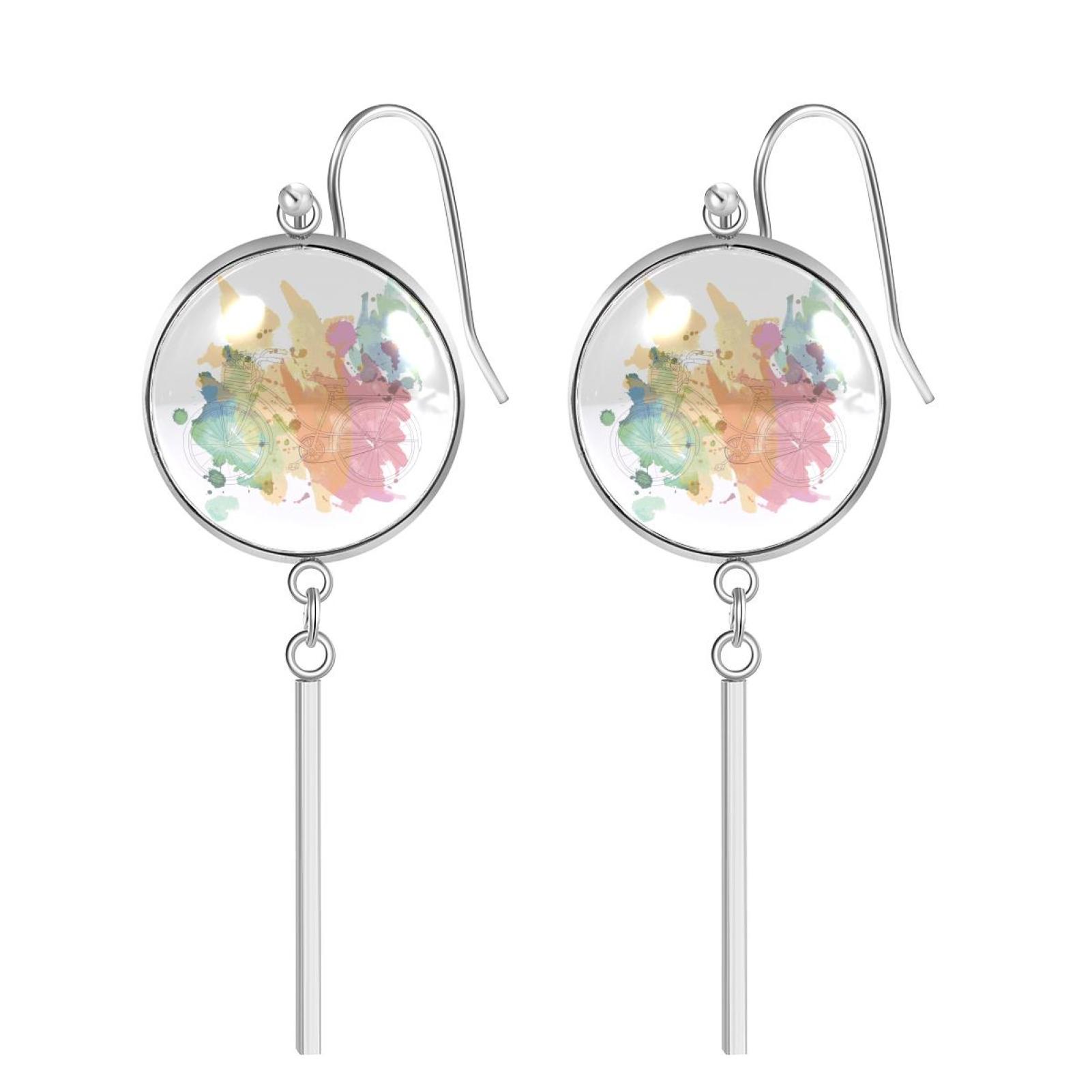 OWNMEMORY Hand Drawn Bike Pattern Elevate Your Style with Decorative Earring Sets and Pendant ...