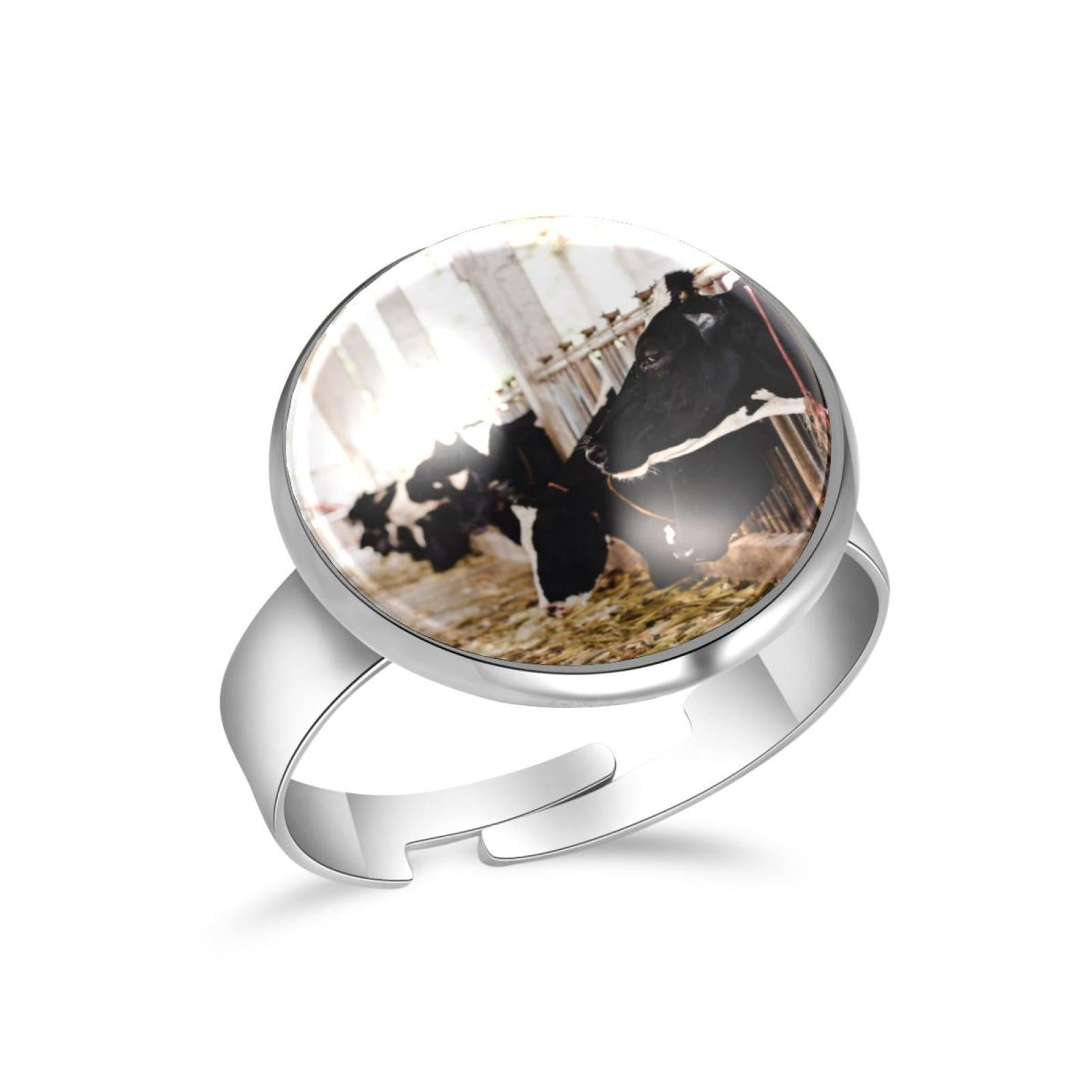 OWNMEMORY Heads of Black and White Cows Pattern Stainless Steel ...