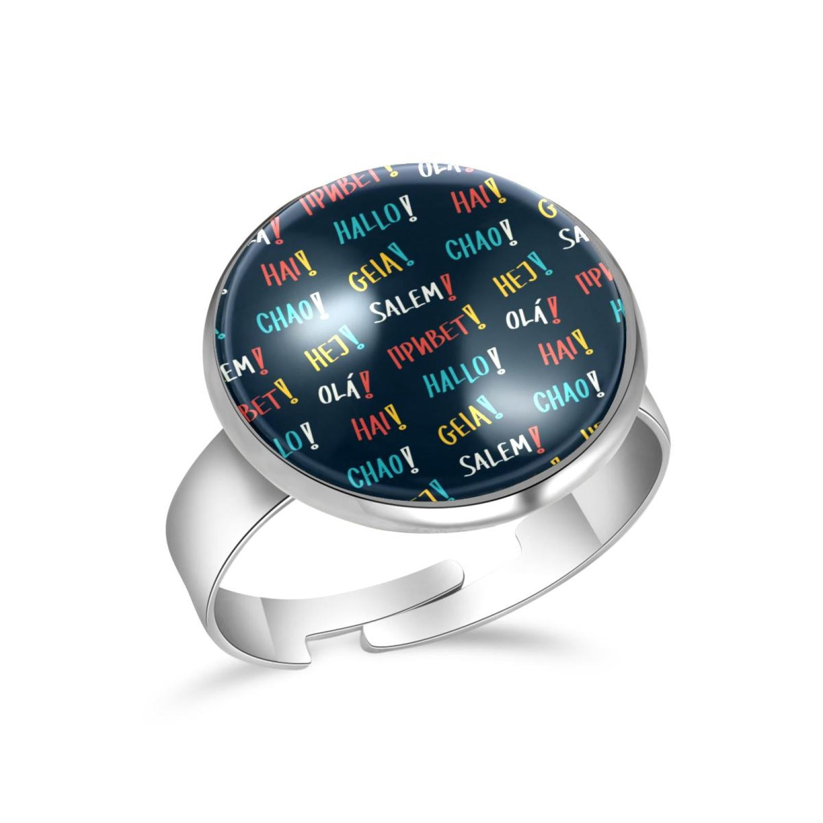 OWNMEMORY Hello Different Language Pattern Stainless Steel Adjustable ...