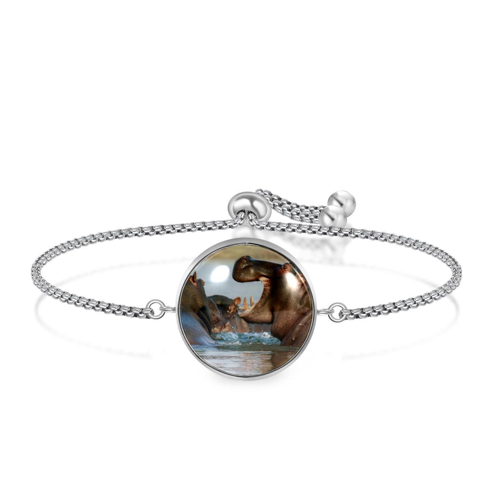 OWNMEMORY Hippopotamus Hippo Premium Stainless Steel Pattern Adjustable ...
