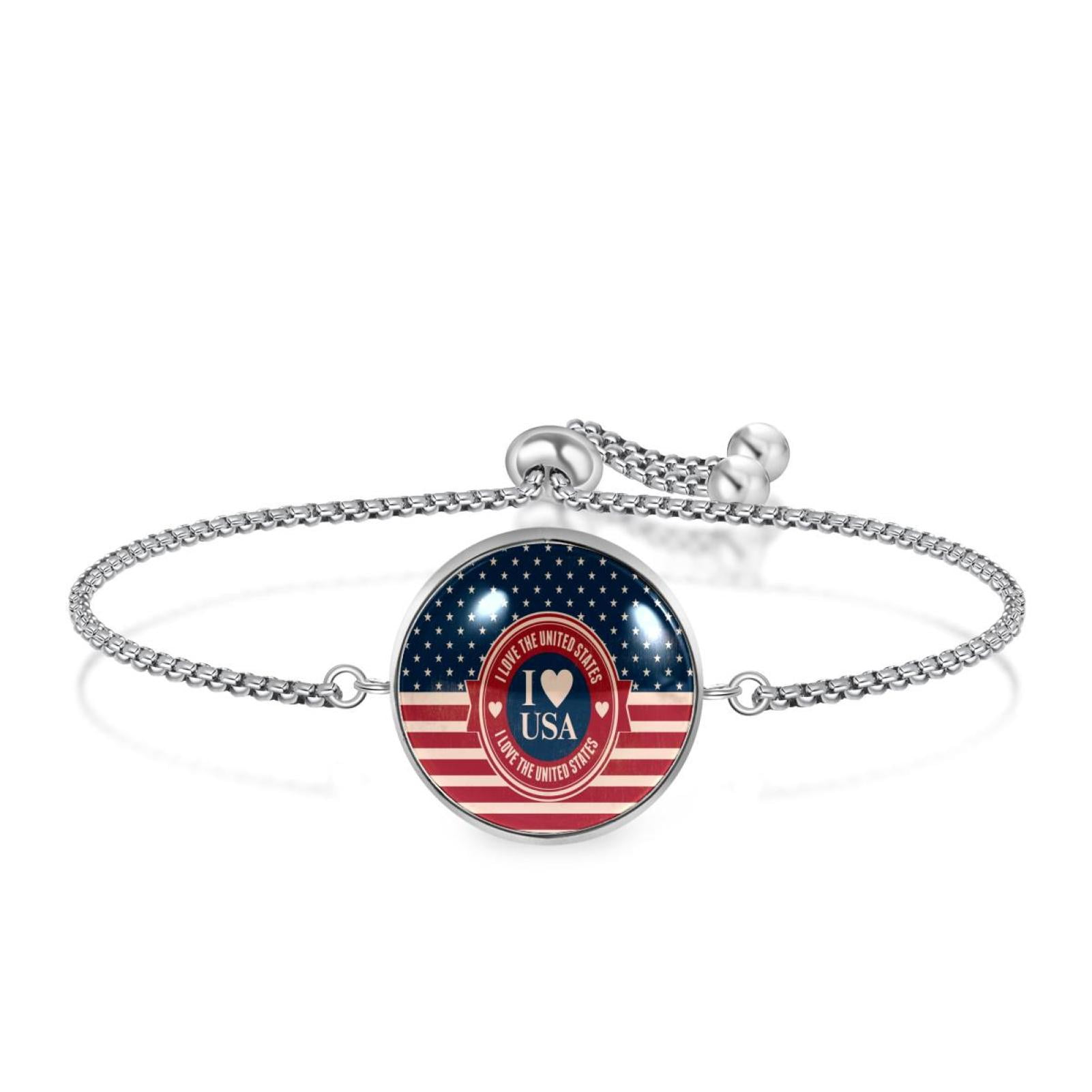 OWNMEMORY I Love USA American Flag Stripe Star Pattern Stainless Steel ...