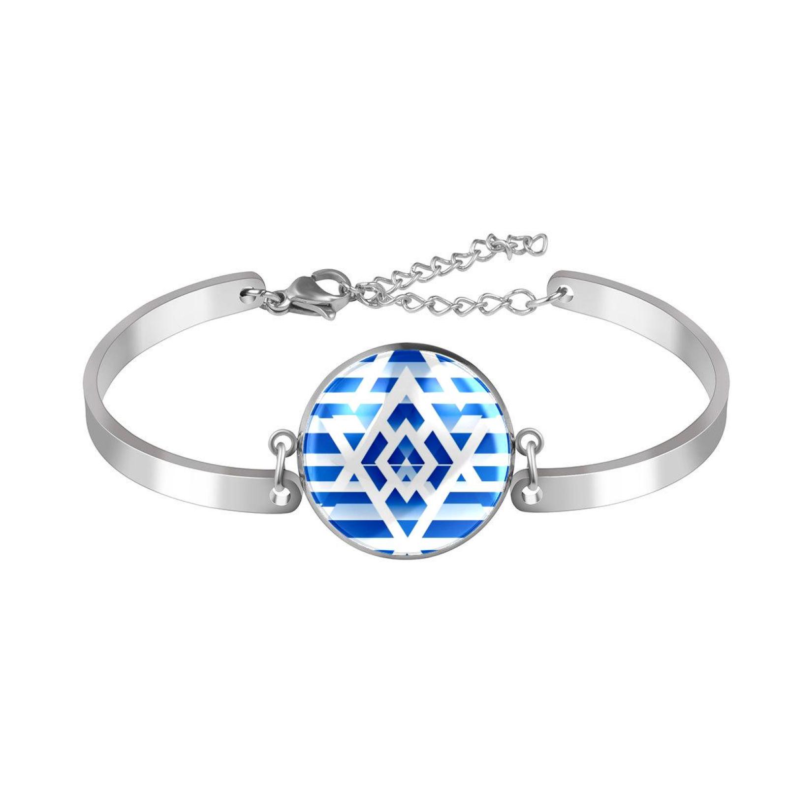 OWNMEMORY Israeli Flag Pattern, Pattern Adjustable Stainless Steel ...