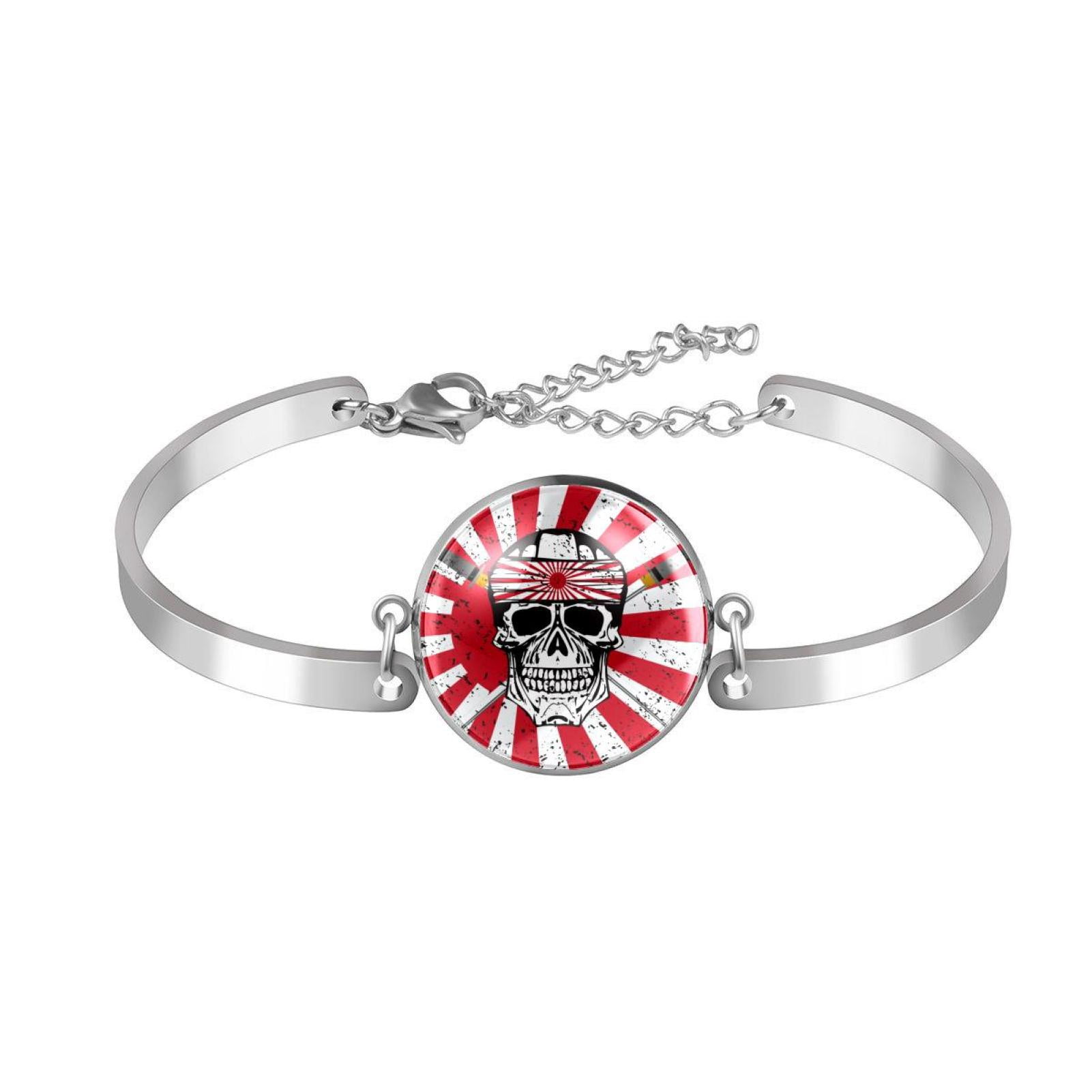 OWNMEMORY Japanese Samurai Skull Head Pattern Adjustable Stainless ...