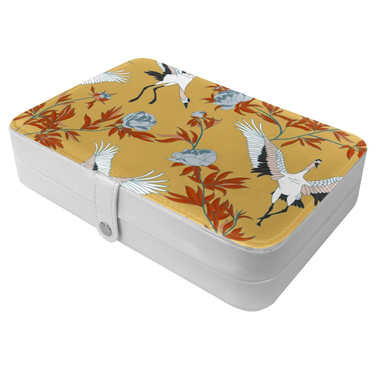 OWNMEMORY Japanese White Cranes Peony Pattern Portable PU Leather ...