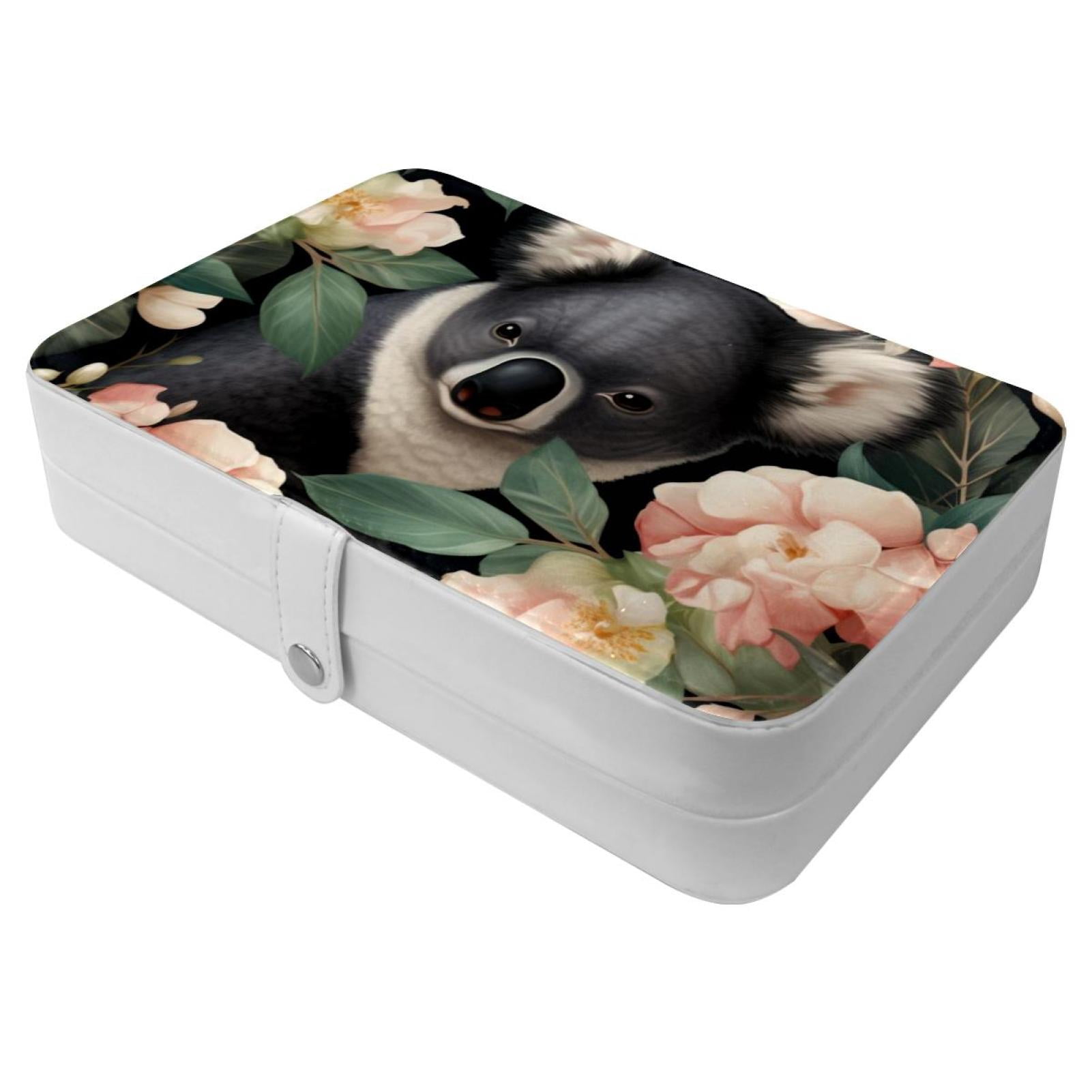 OWNMEMORY Koala Pattern Portable PU Leather Necklace Organizer with ...