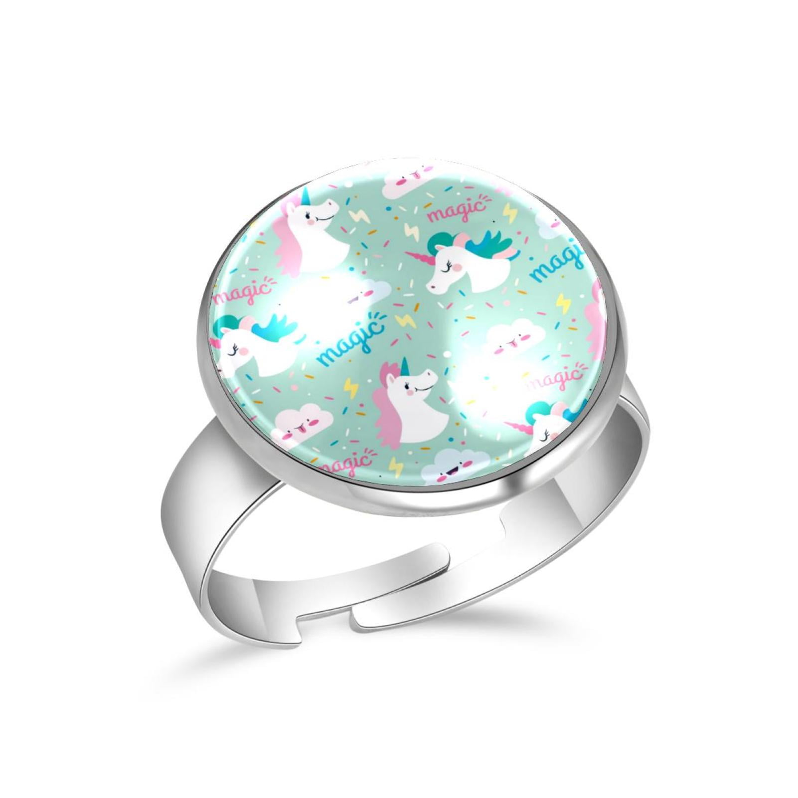 OWNMEMORY Magic Cute Clouds Unicorns Green Pattern Stainless Steel ...