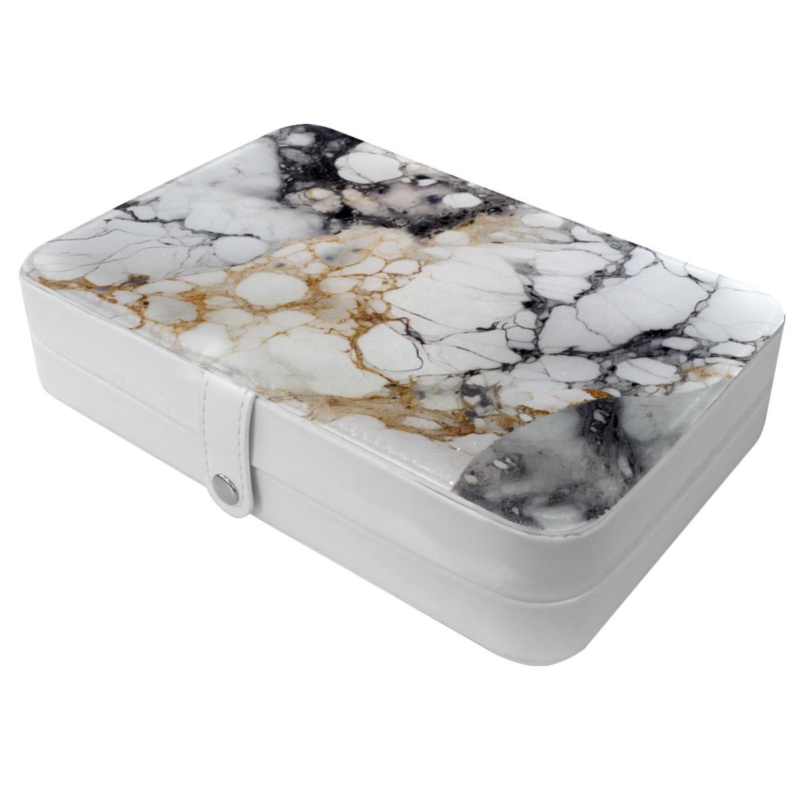 OWNMEMORY Marble Pattern Portable PU Leather Necklace Organizer with ...